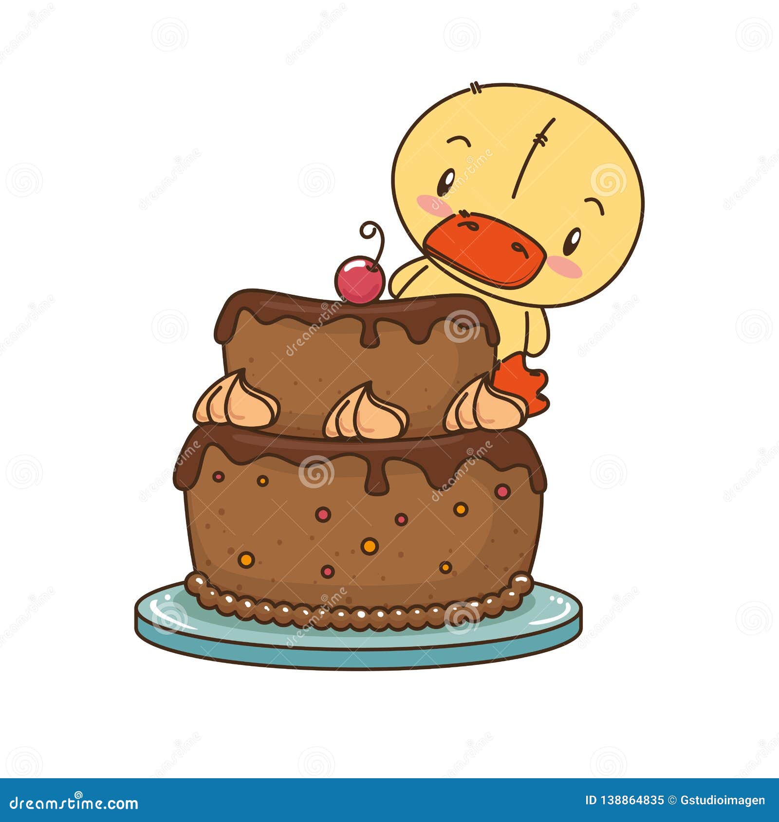 Cute little duck character stock vector. Illustration of baked - 138864835