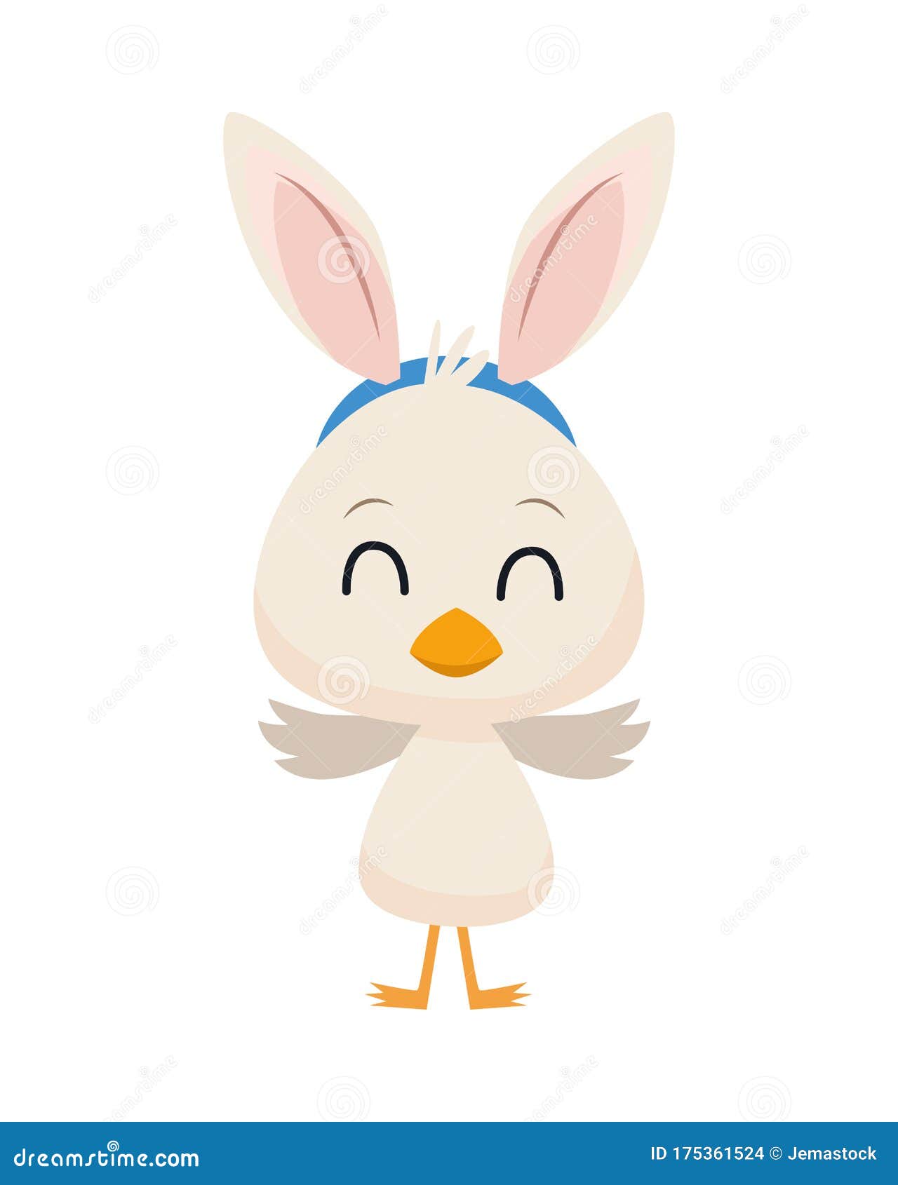 Cute Little Duck with Ears Rabbit Easter Character Stock Vector ...