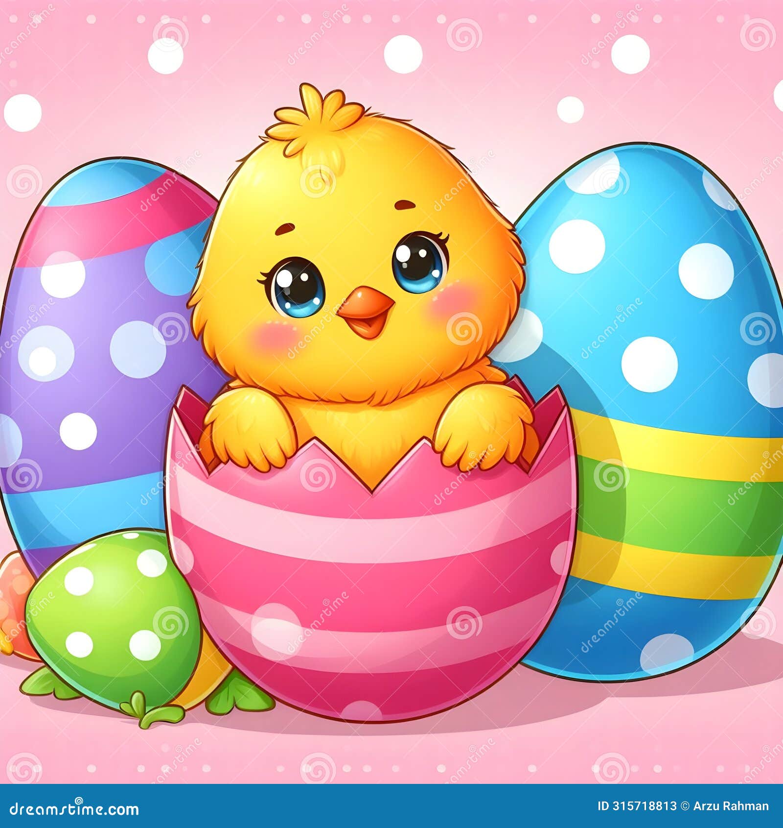 Cute Little Easter Chick Coming Set Stock Illustration - Illustration ...