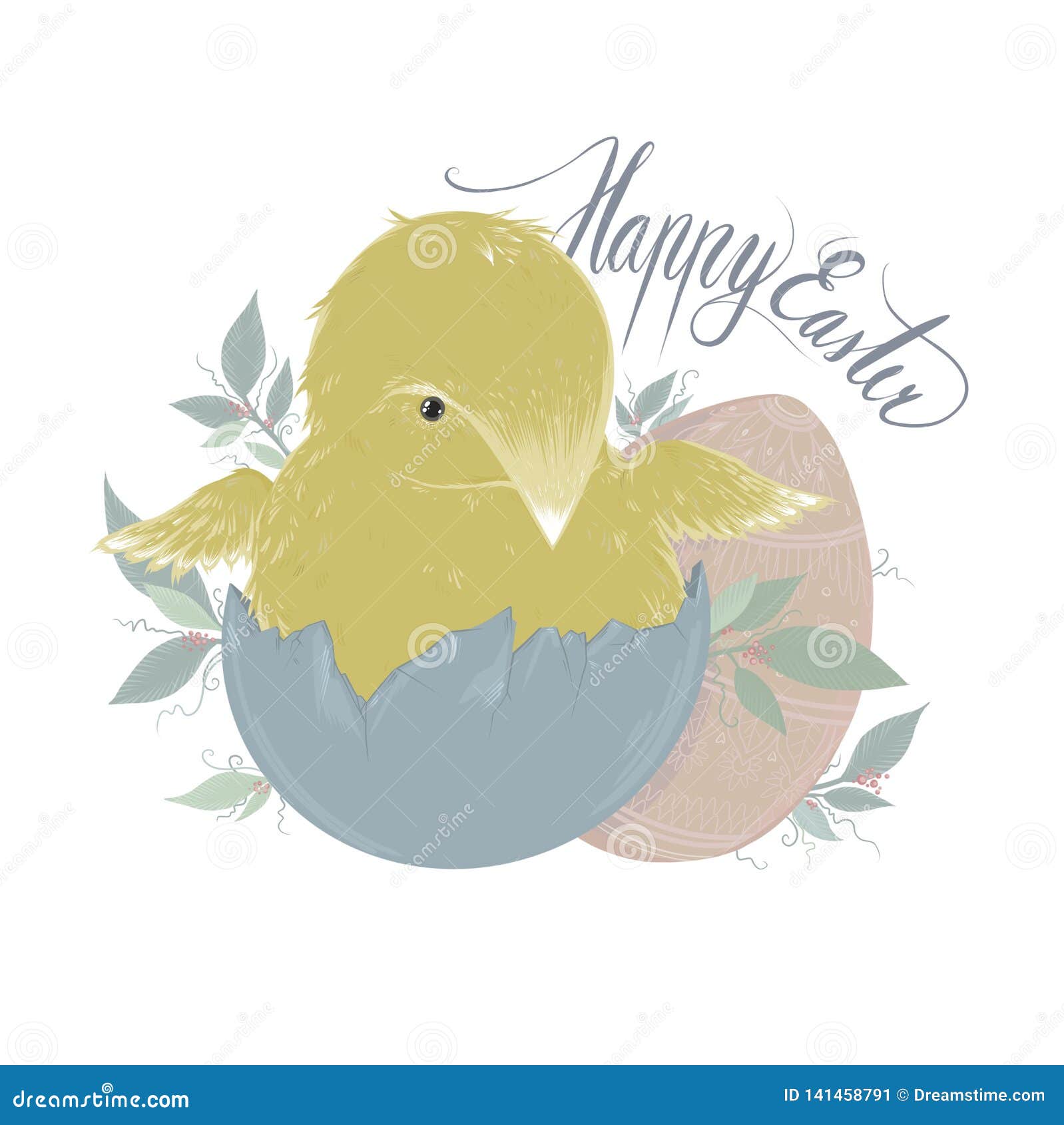 Cute Little Easter Chick Hatch from Egg Stock Illustration ...