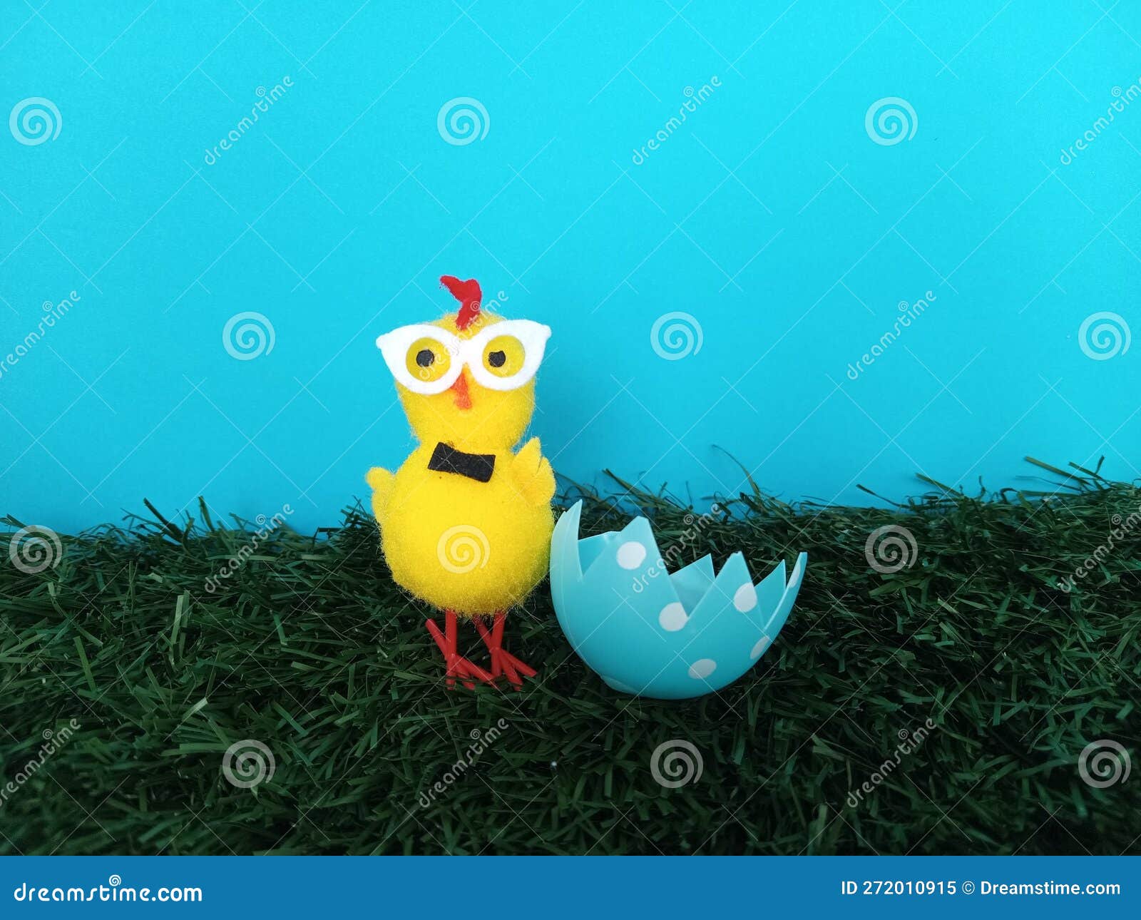 Cute Little Easter Chick Wearing Glasses with Half an Egg Shell on ...