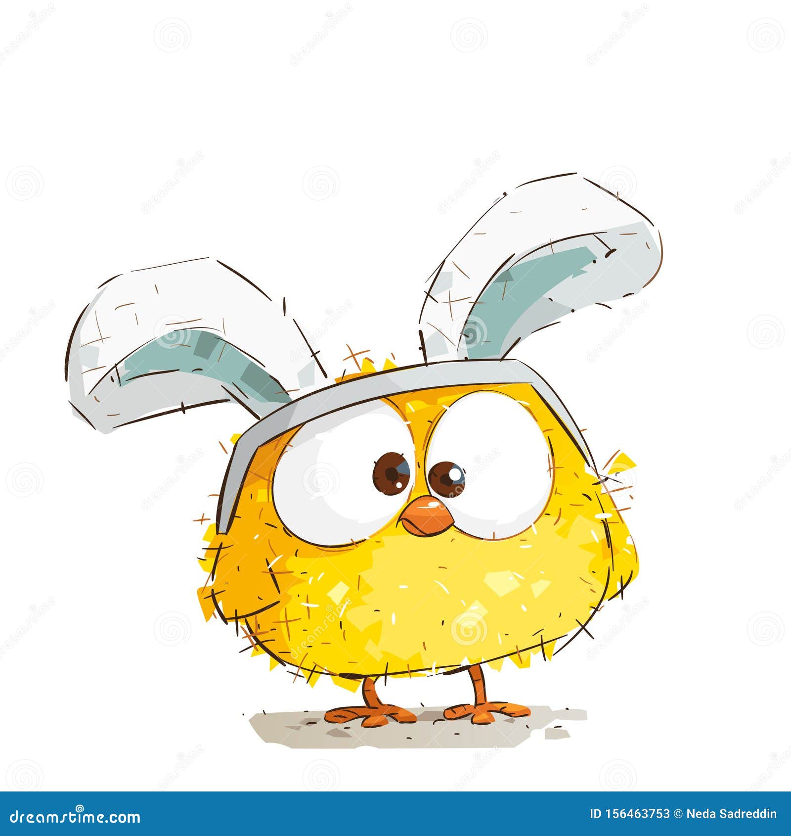 Cute Little Easter Chicken Wearing Bunny Ears Stock Vector ...