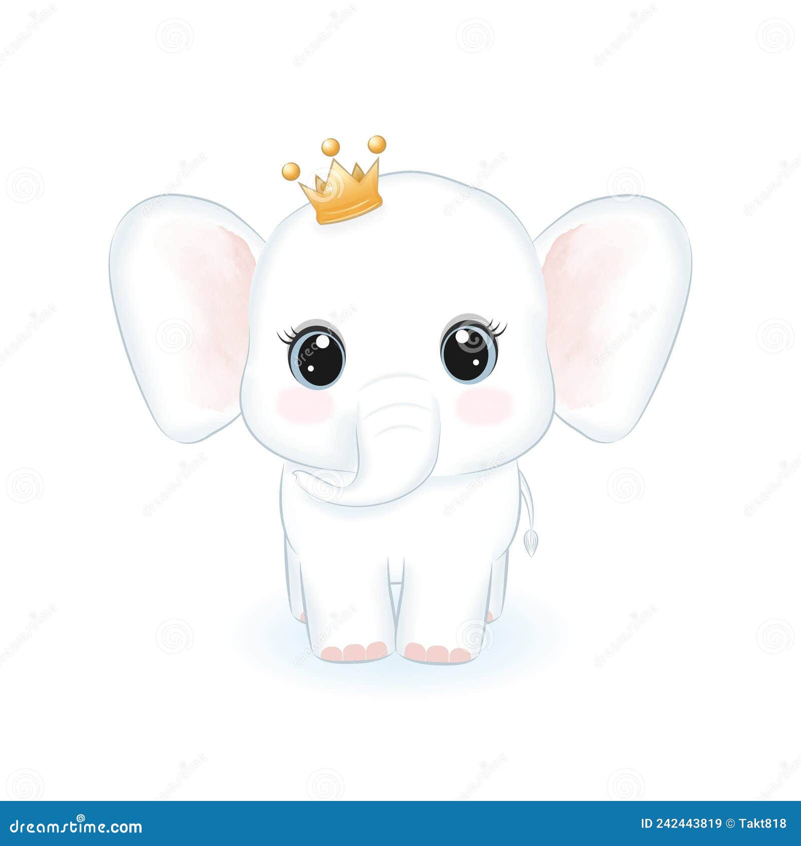 Cute Little Elephant Cartoon Illustration Stock Vector - Illustration ...