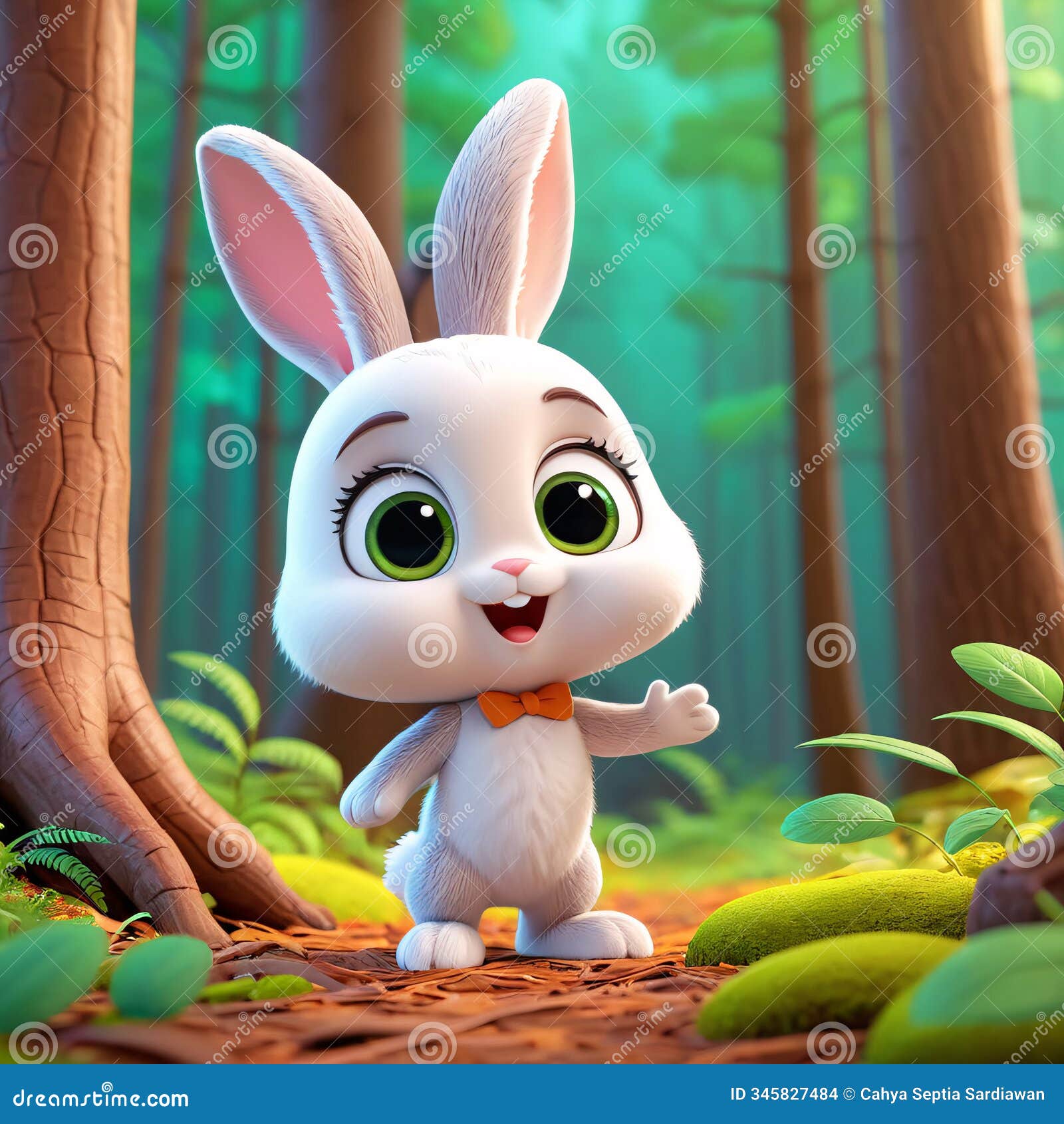 Cute Little Fluffy Bunny in the Middle Forest Stock Photo - Image of ...