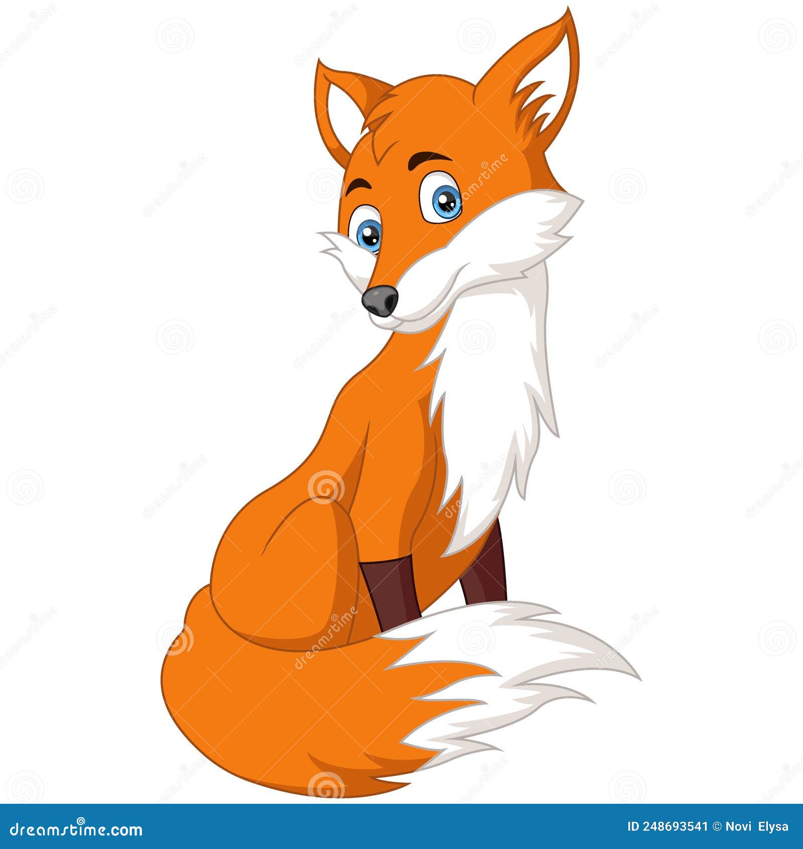 Cute Little Fox Cartoon Sitting Stock Vector - Illustration of ...