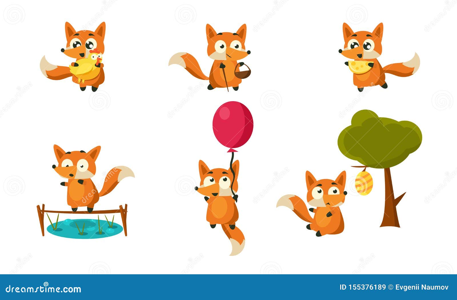 Cute Little Fox Doing Different Activities Set, Adorable Forest Animal ...