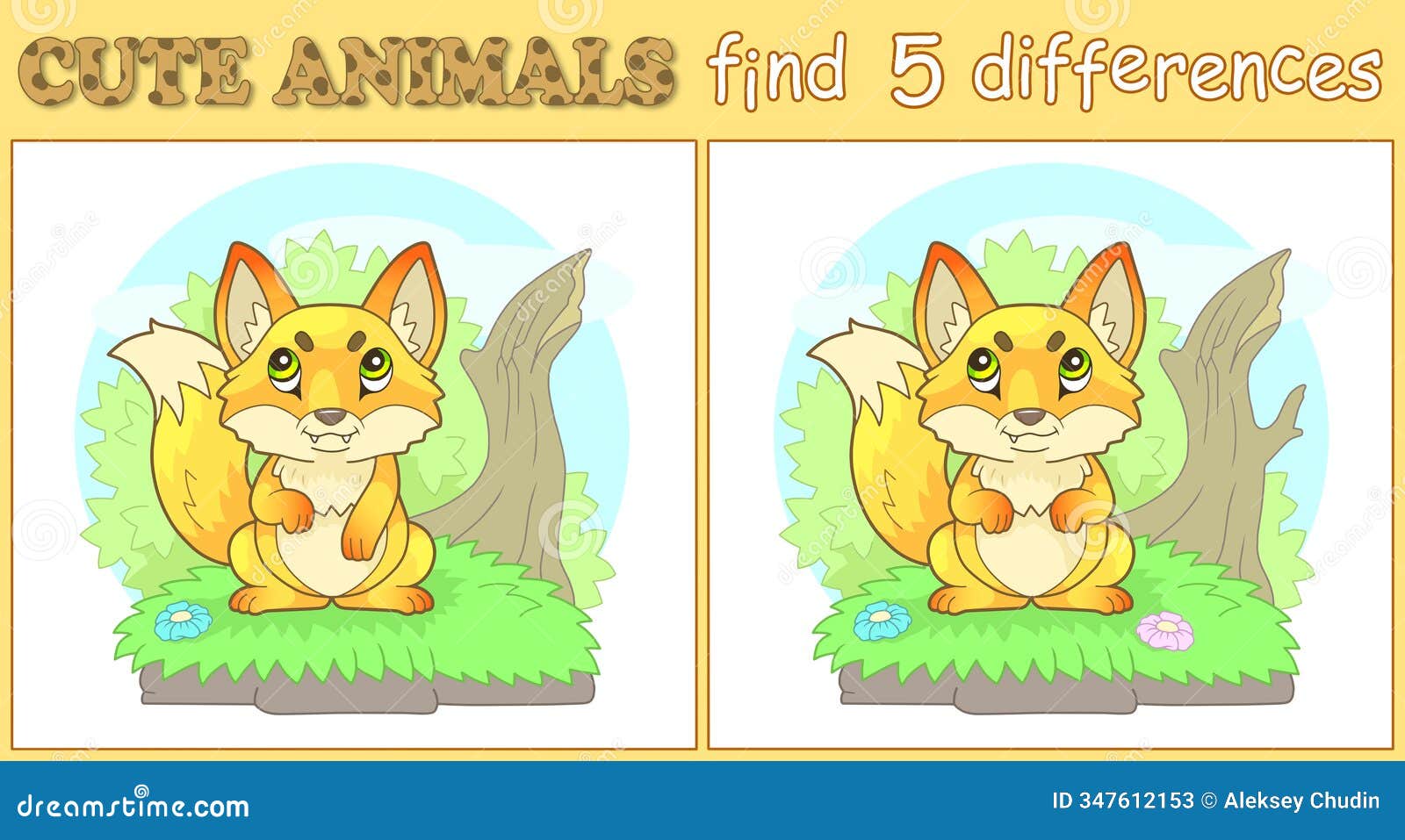 Little Fox Find Five Differences Illustration Stock Illustration ...