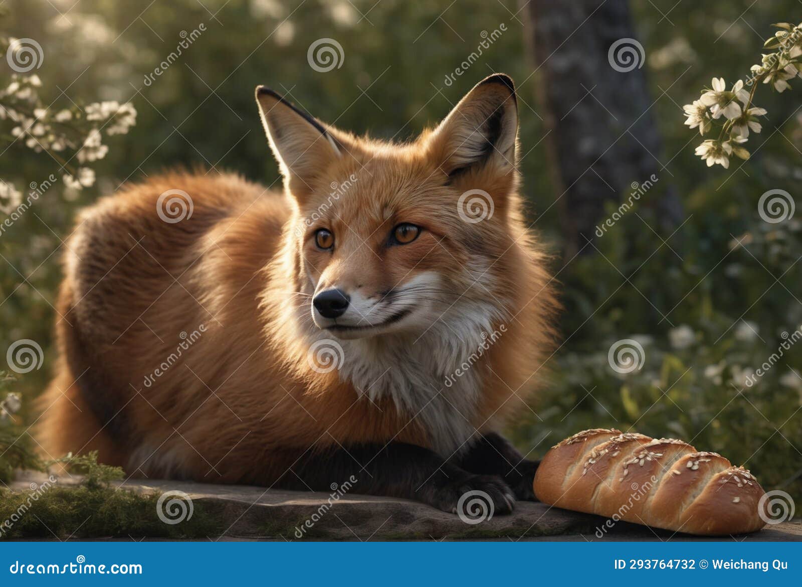 A Cute Little Fox in the Forest Looks Back. Stock Illustration ...
