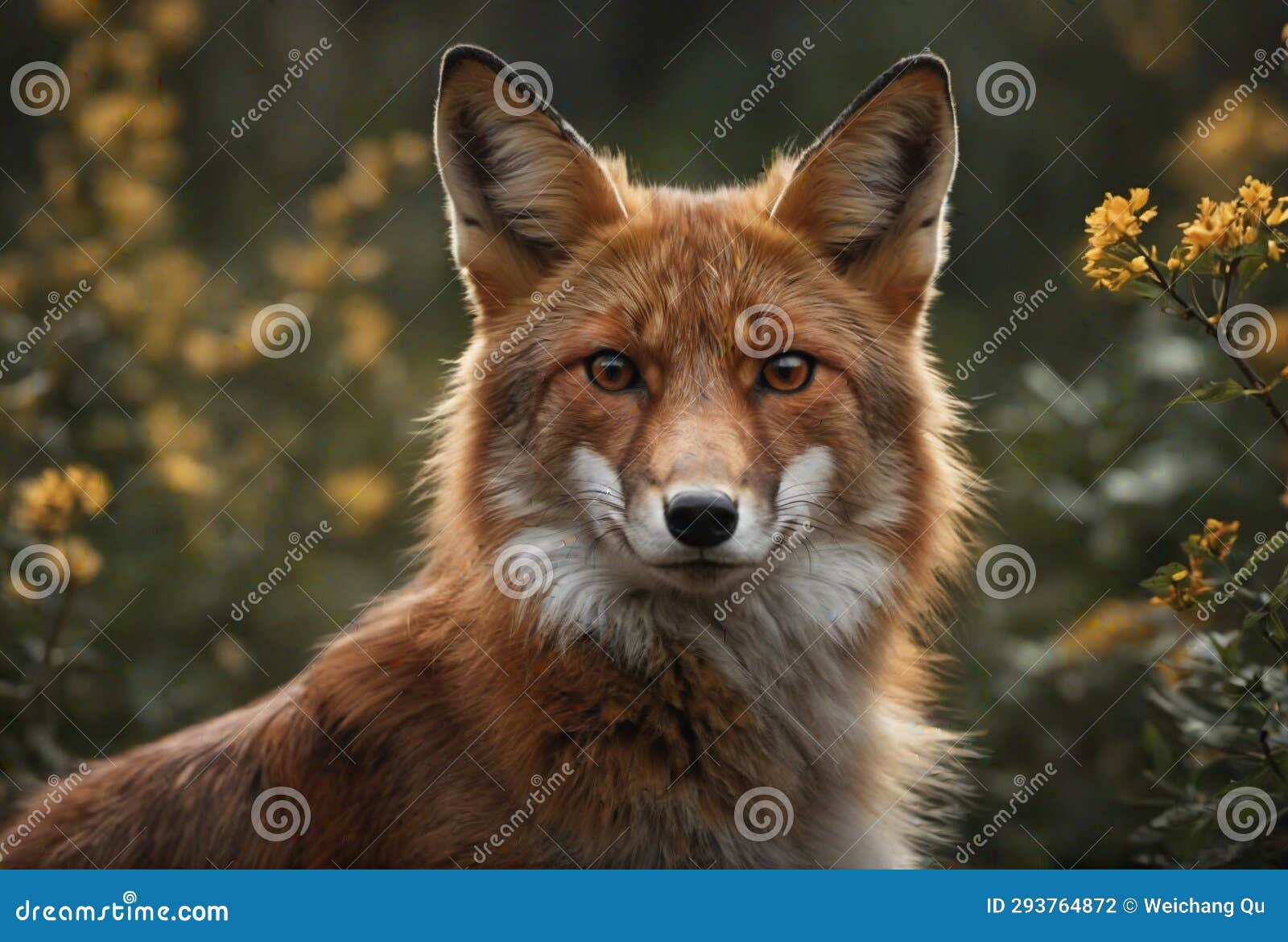 A Cute Little Fox in the Forest Looks Back. Stock Illustration ...