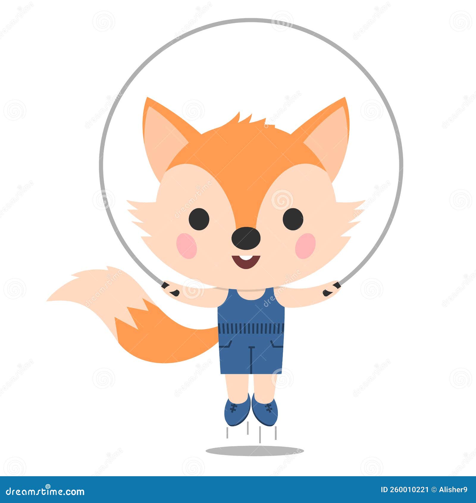 Cute Little Fox Has Fun Jumping Rope Stock Vector - Illustration of ...