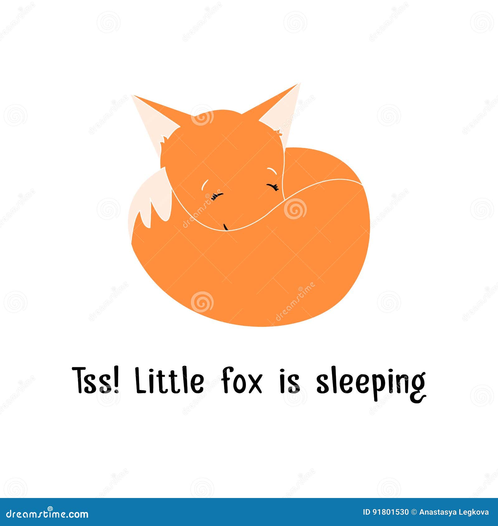 Cute Little Fox Sleeping Vector Illustration Stock Vector ...