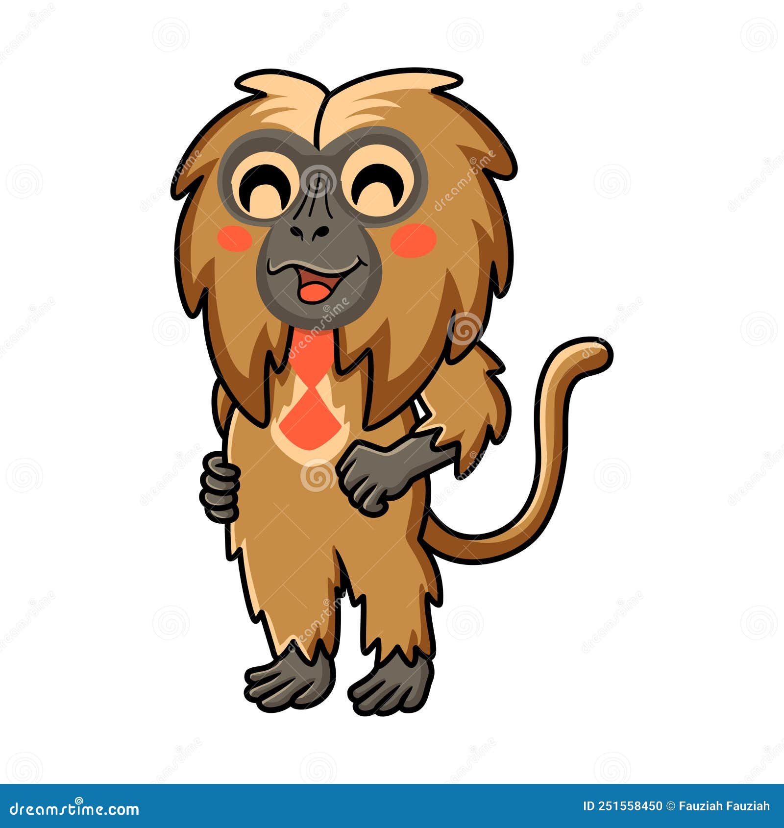 Cute Little Gelada Monkey Cartoon Standing Vector Illustration ...