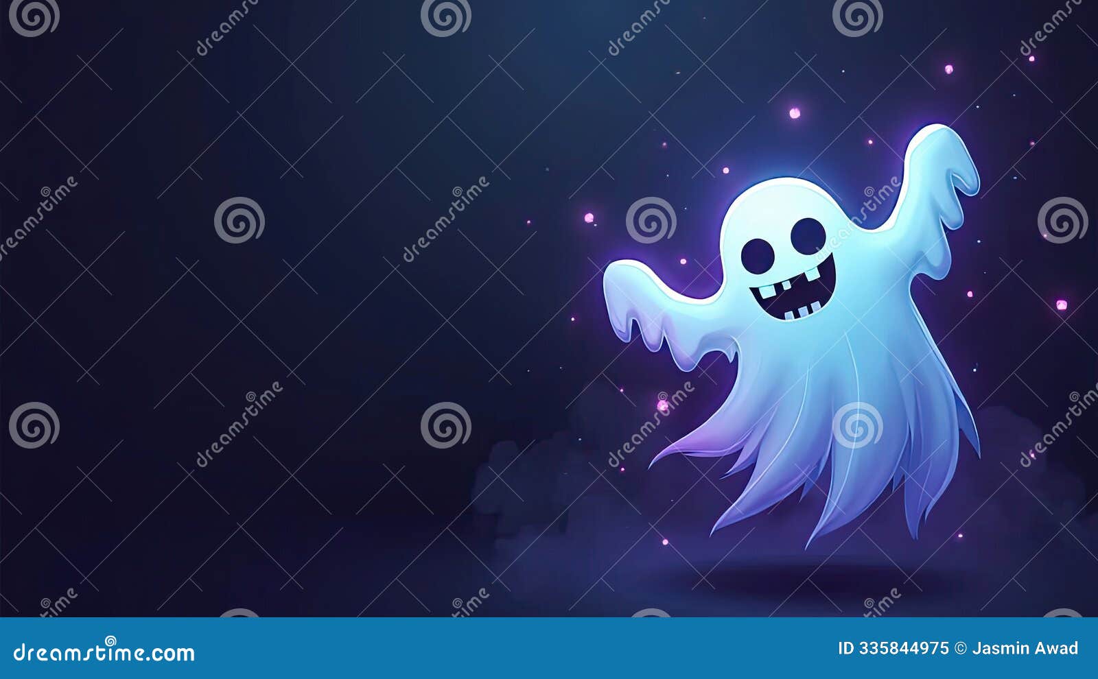 Cute Little Ghost with Copy Space Stock Illustration - Illustration of ...