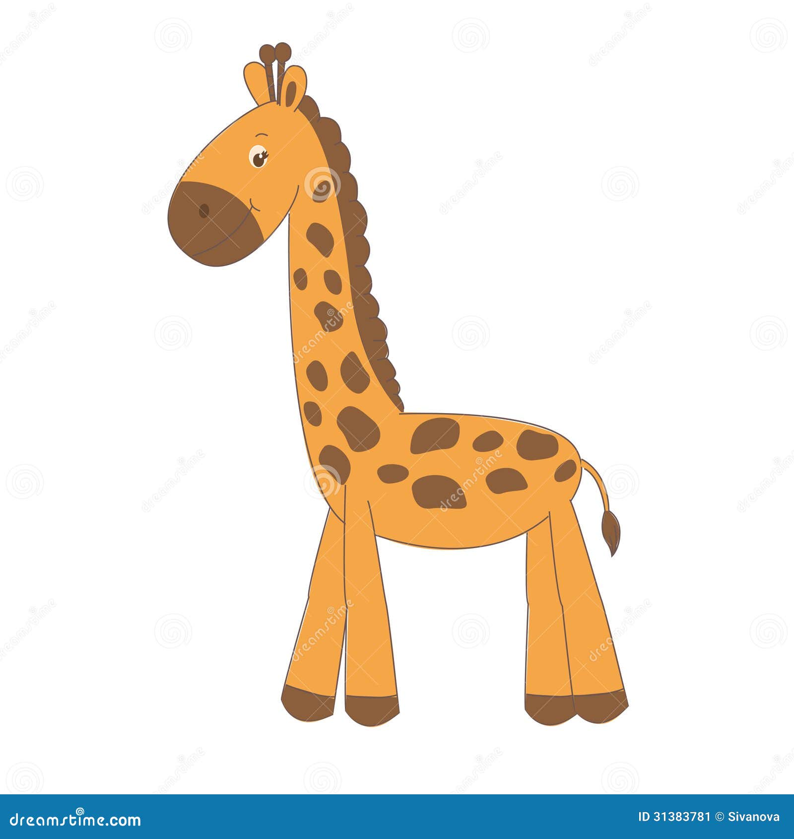 Sad Little Giraffe Cartoon Expression Background Vector Illustration ...