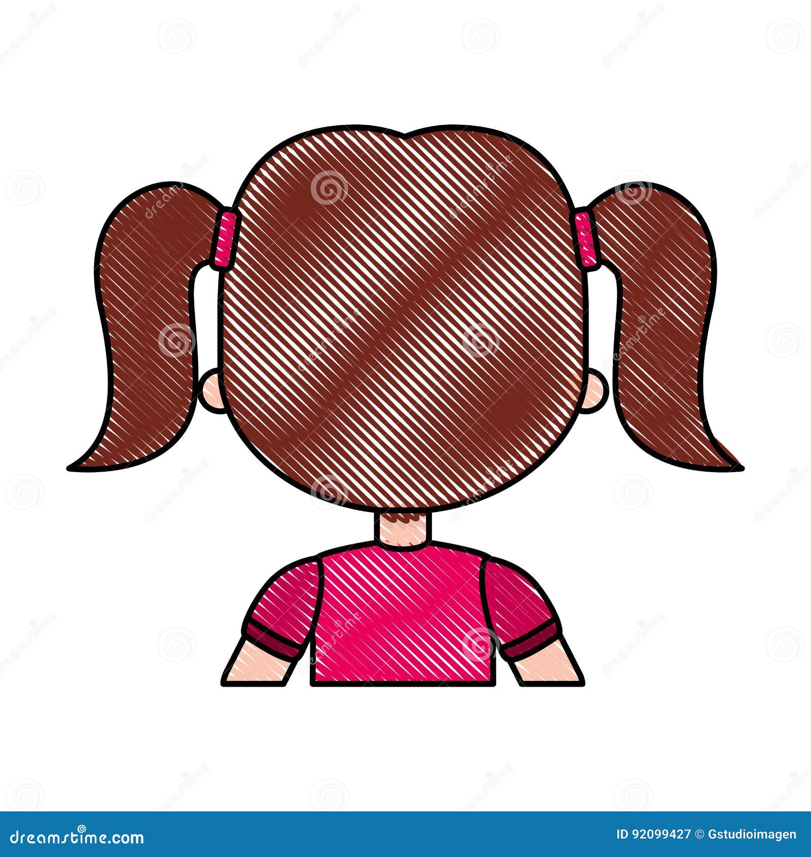 Cute little girl with back stock vector. Illustration of little - 92099427
