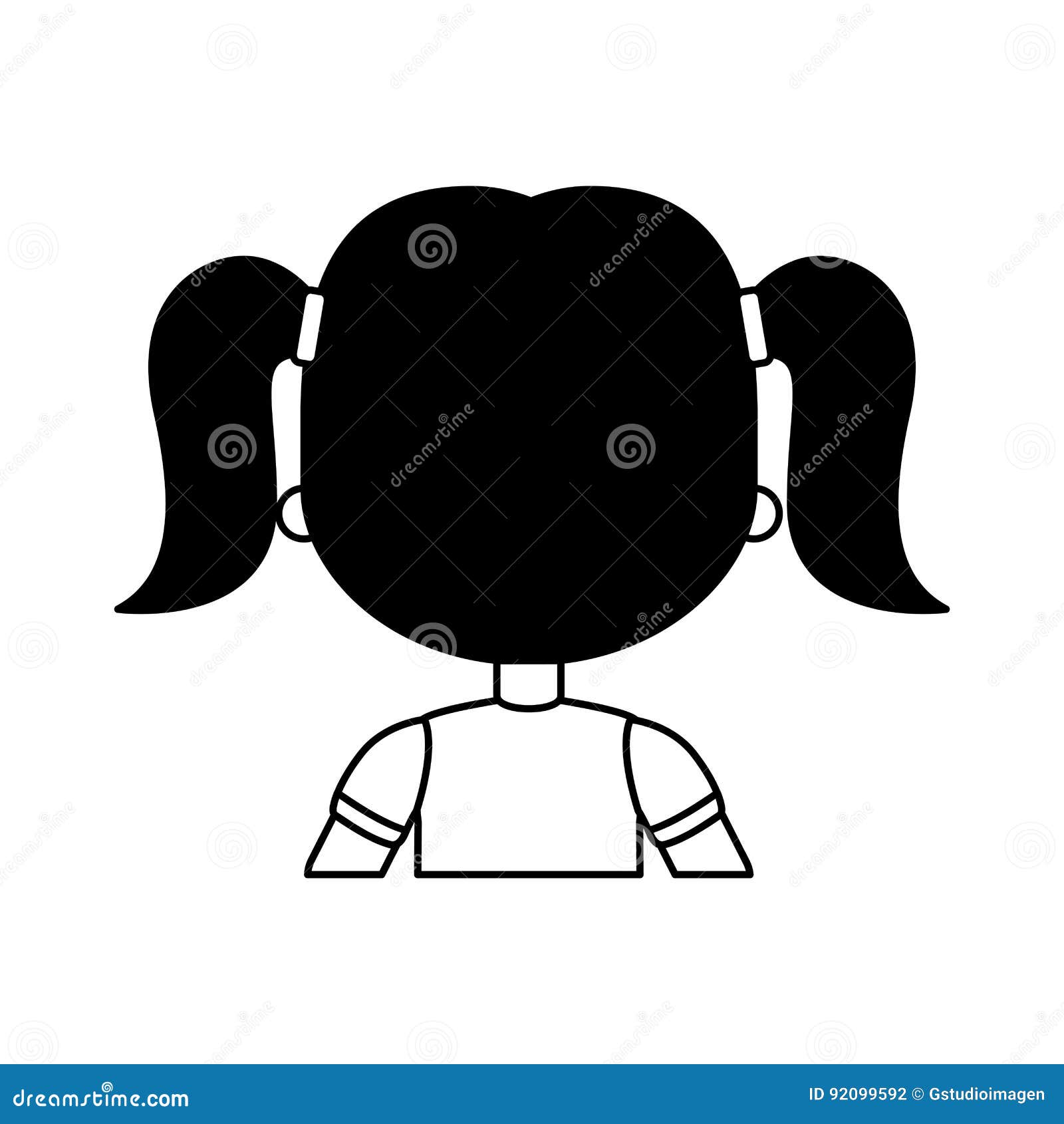 Cute little girl with back stock vector. Illustration of isolated ...
