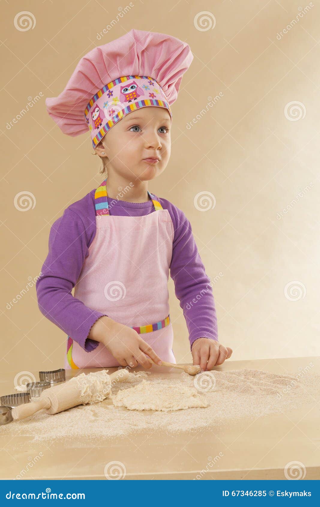 Cute little girl baking. stock image. Image of gastronomy - 67346285