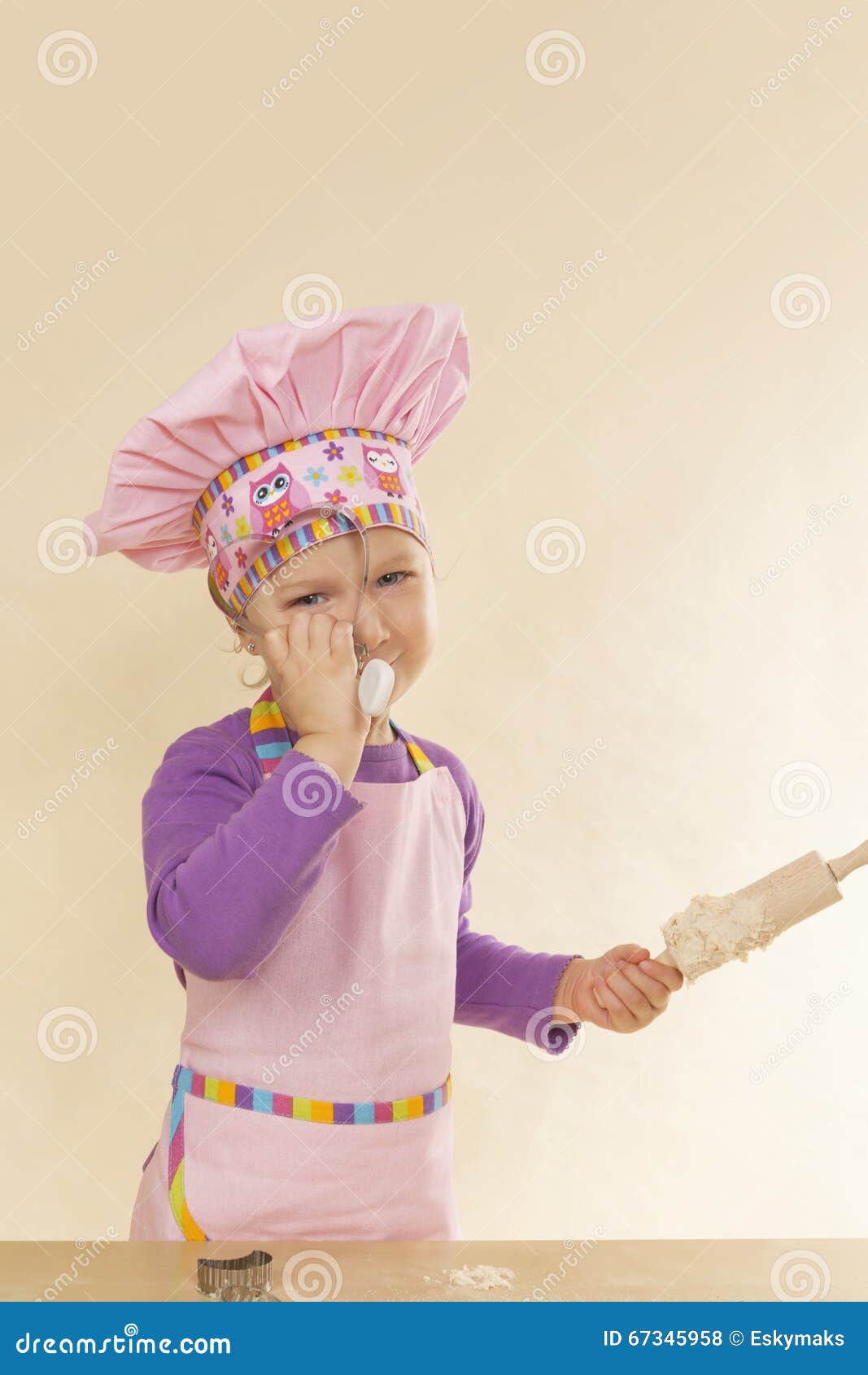 Cute little girl baking. stock photo. Image of childhood - 67345958