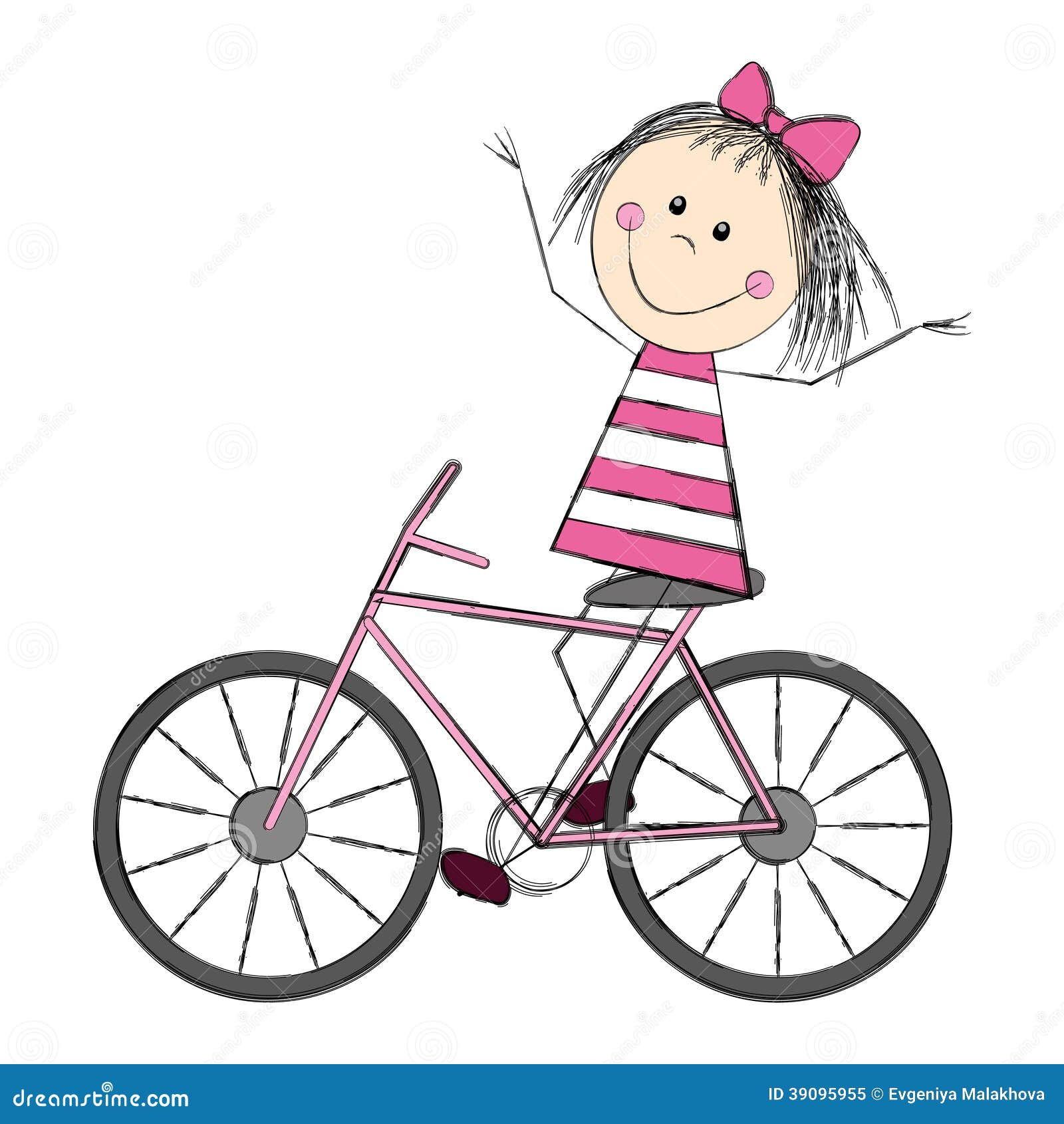 Cute Little Girl on Bicycle Stock Vector - Illustration of riding ...