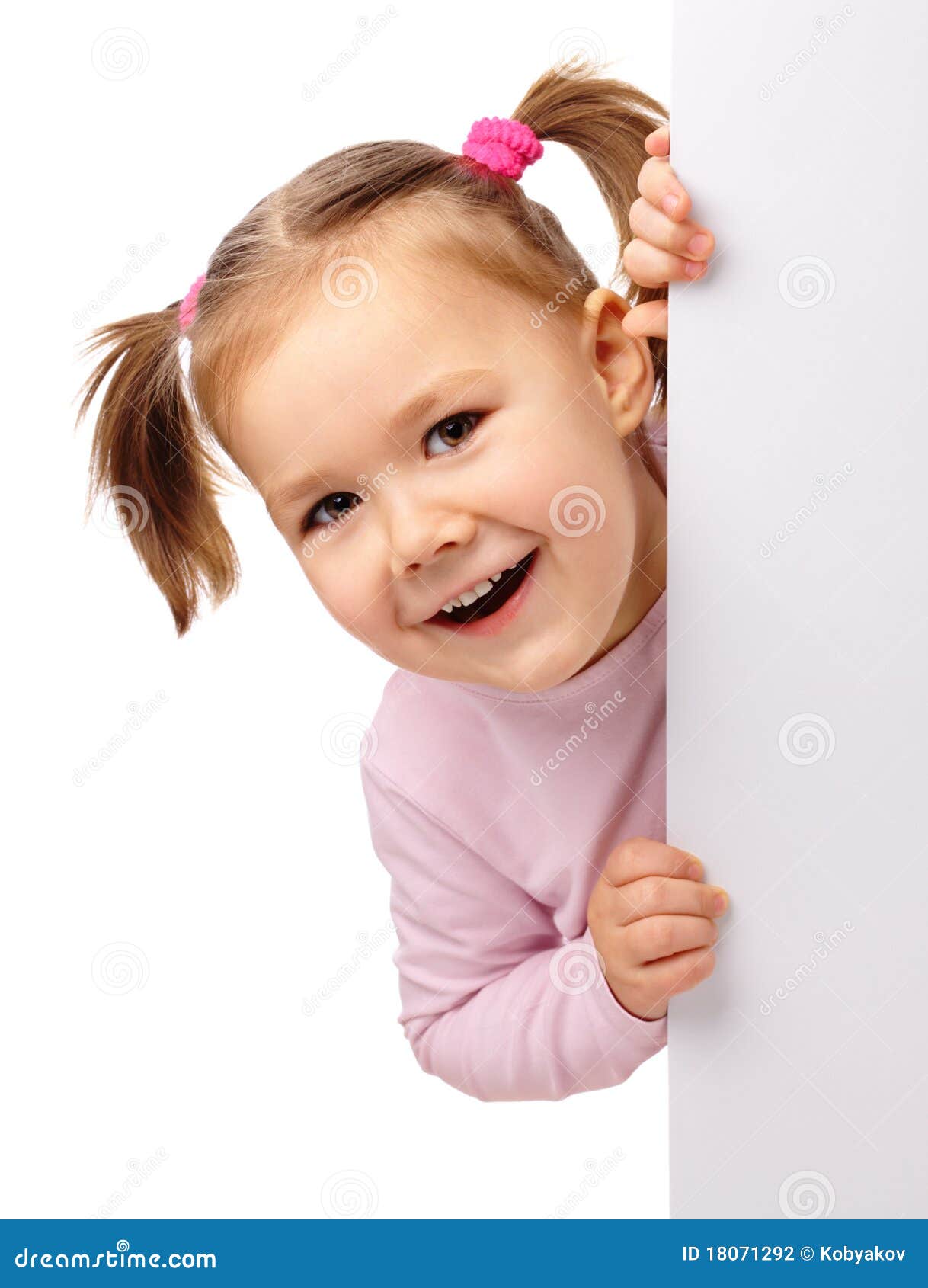 Cute Little Girl with Blank Board Stock Photo - Image of happy, closeup ...
