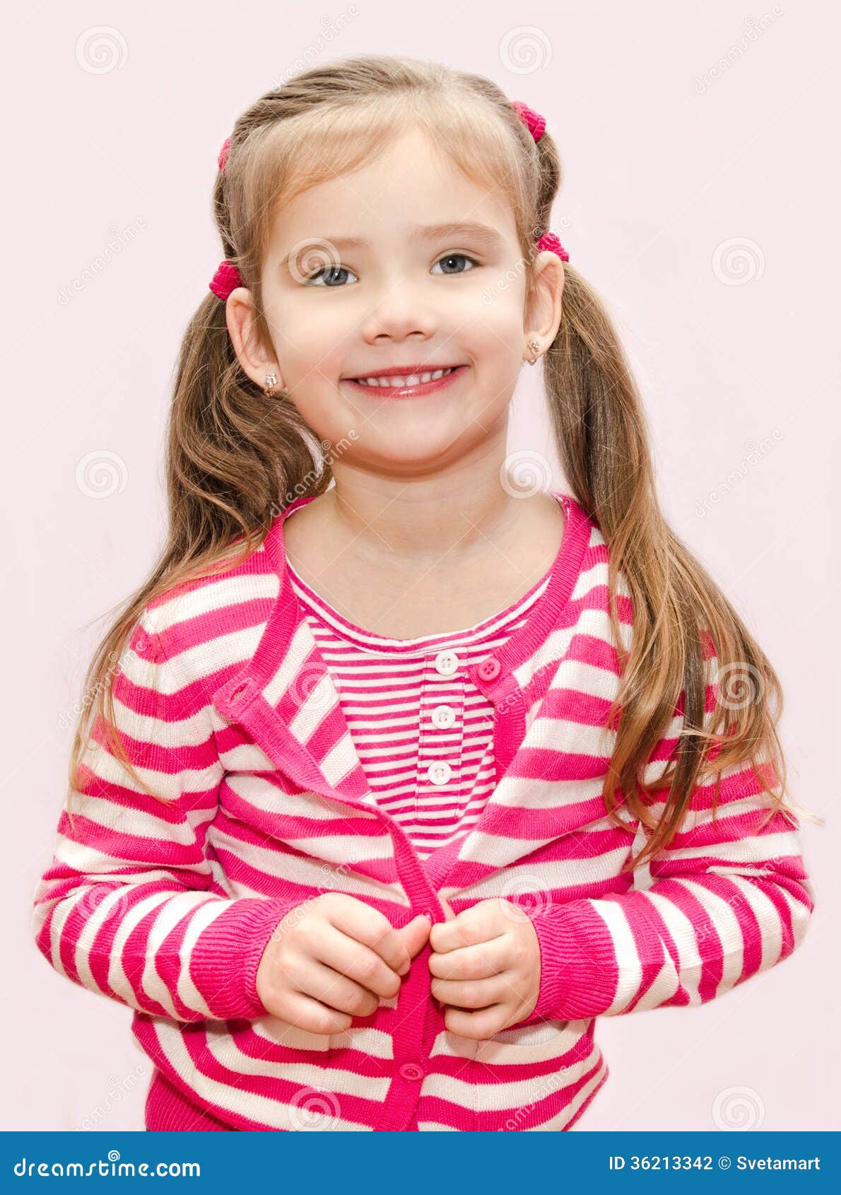 Cute Little Girl Buttoning Her Jacket Stock Photo | CartoonDealer.com ...