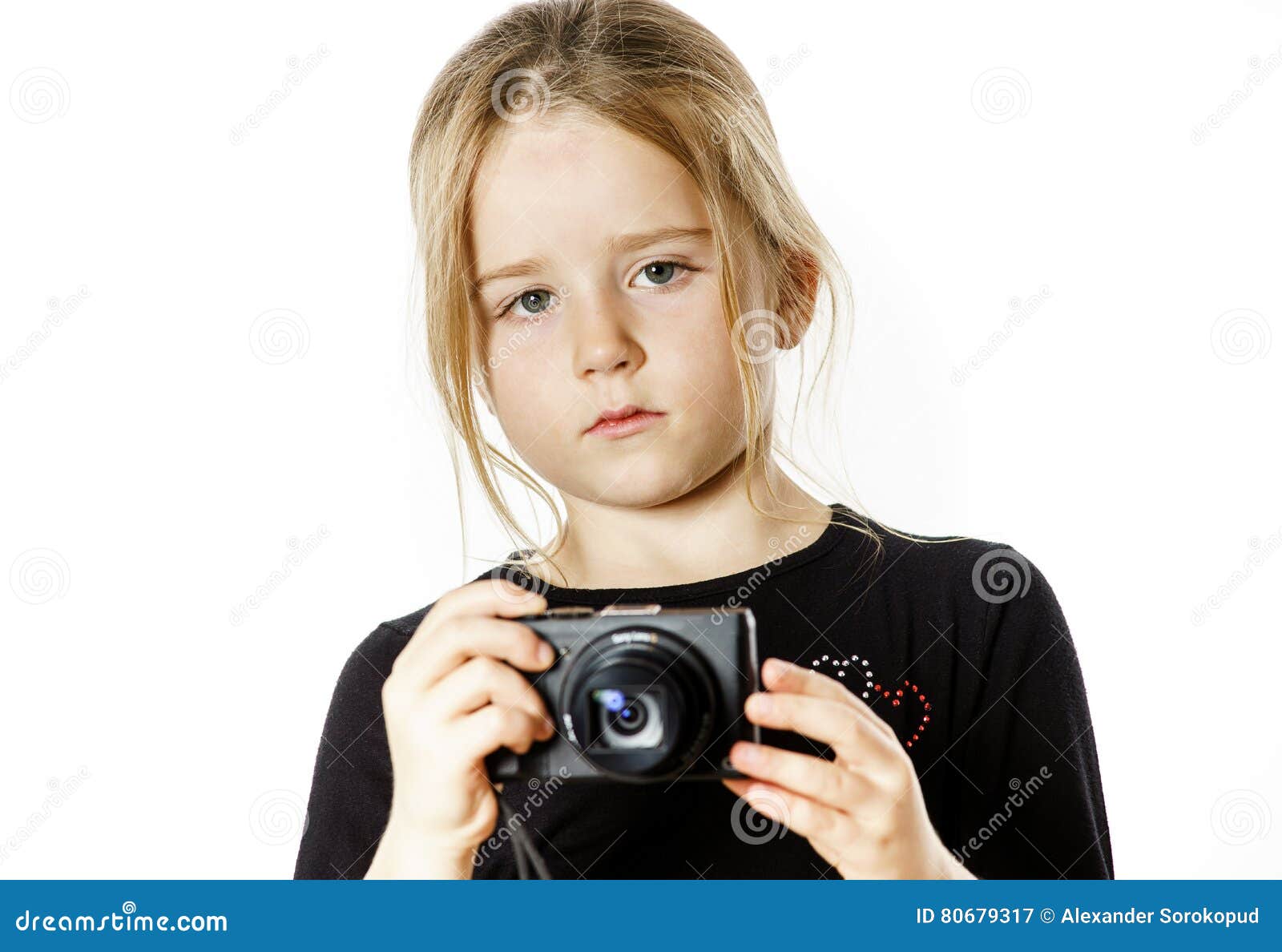 Cute Little Girl with Compact Digital Camera Stock Image - Image of ...