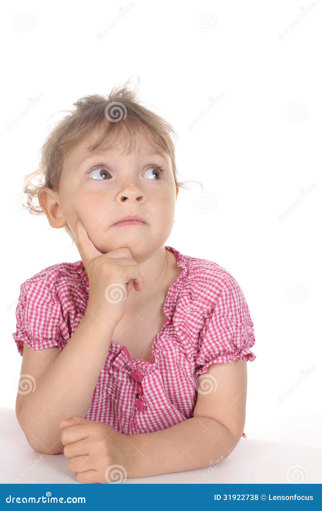Cute Little Girl Considering Stock Photo - Image of thoughts, bavarian ...