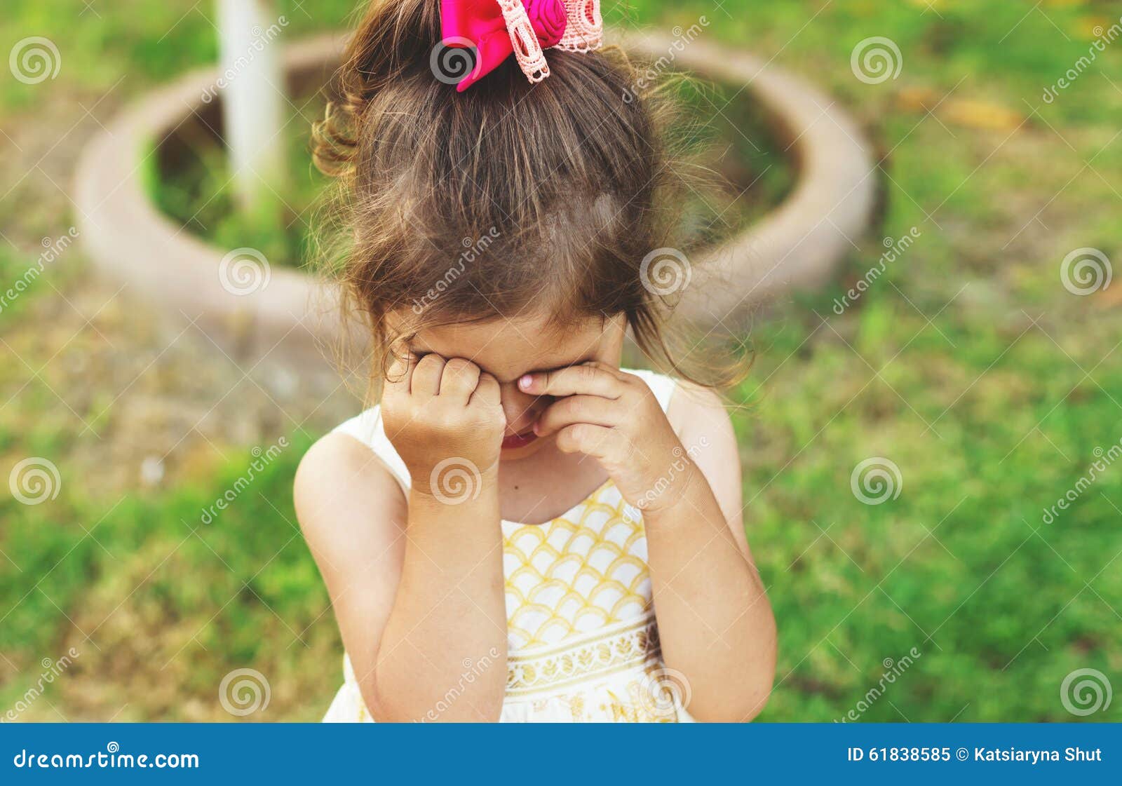 Cute Little Girl is Crying Outdoors. Toned Stock Image - Image of baby ...