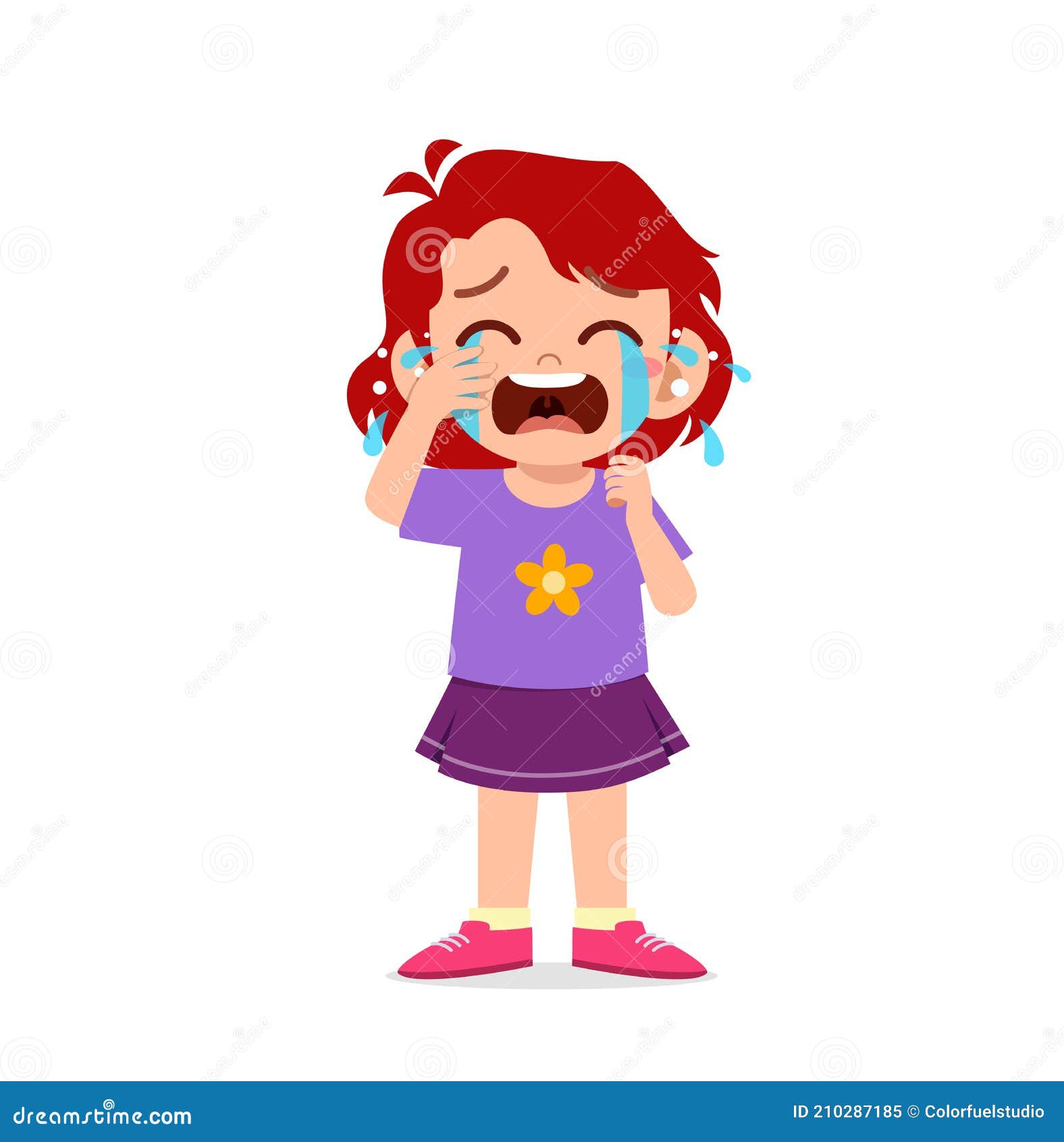 Cute Little Girl with Crying and Tantrum Expression Stock Vector ...