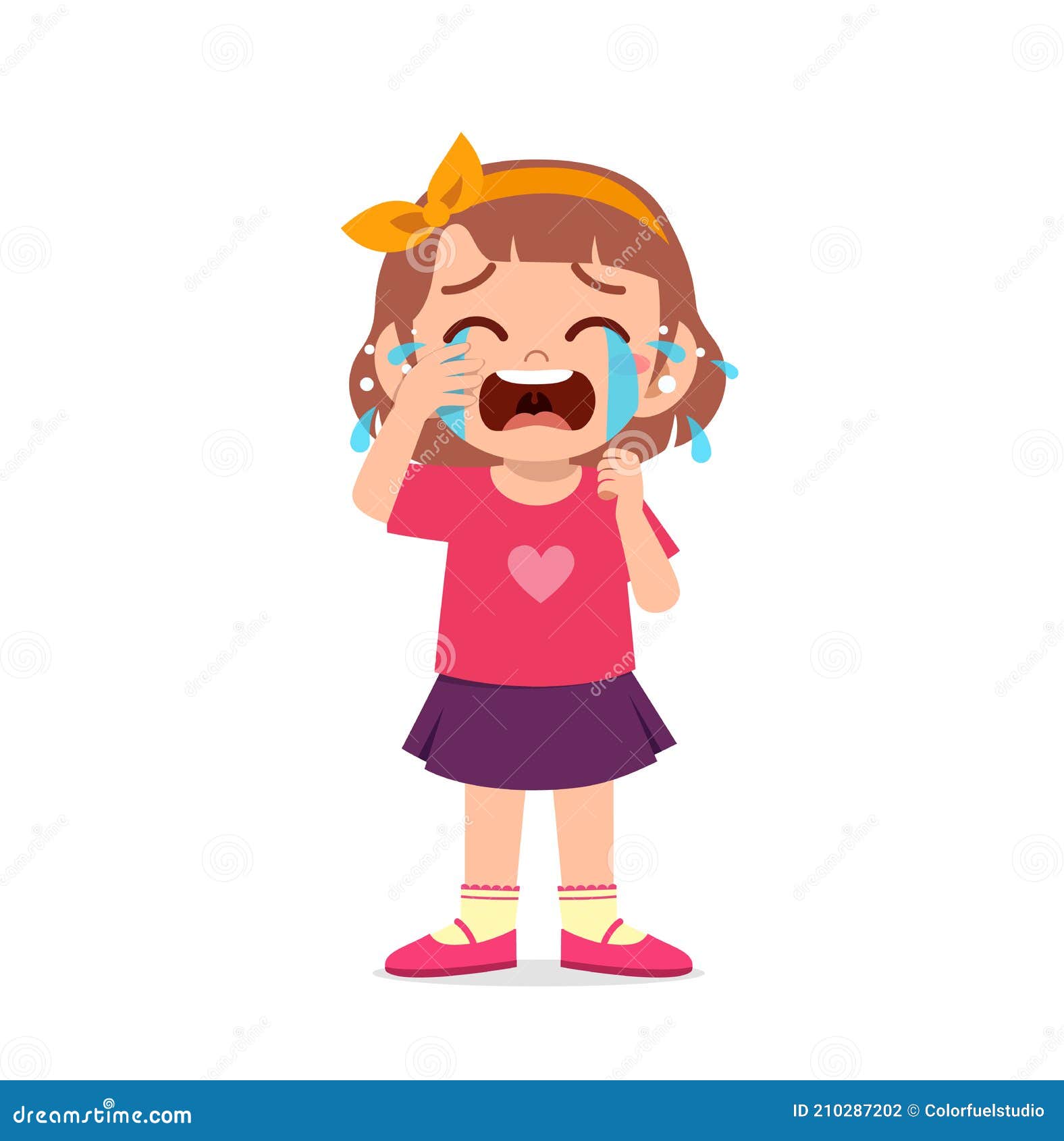 Cute Little Girl with Crying and Tantrum Expression Stock Vector ...