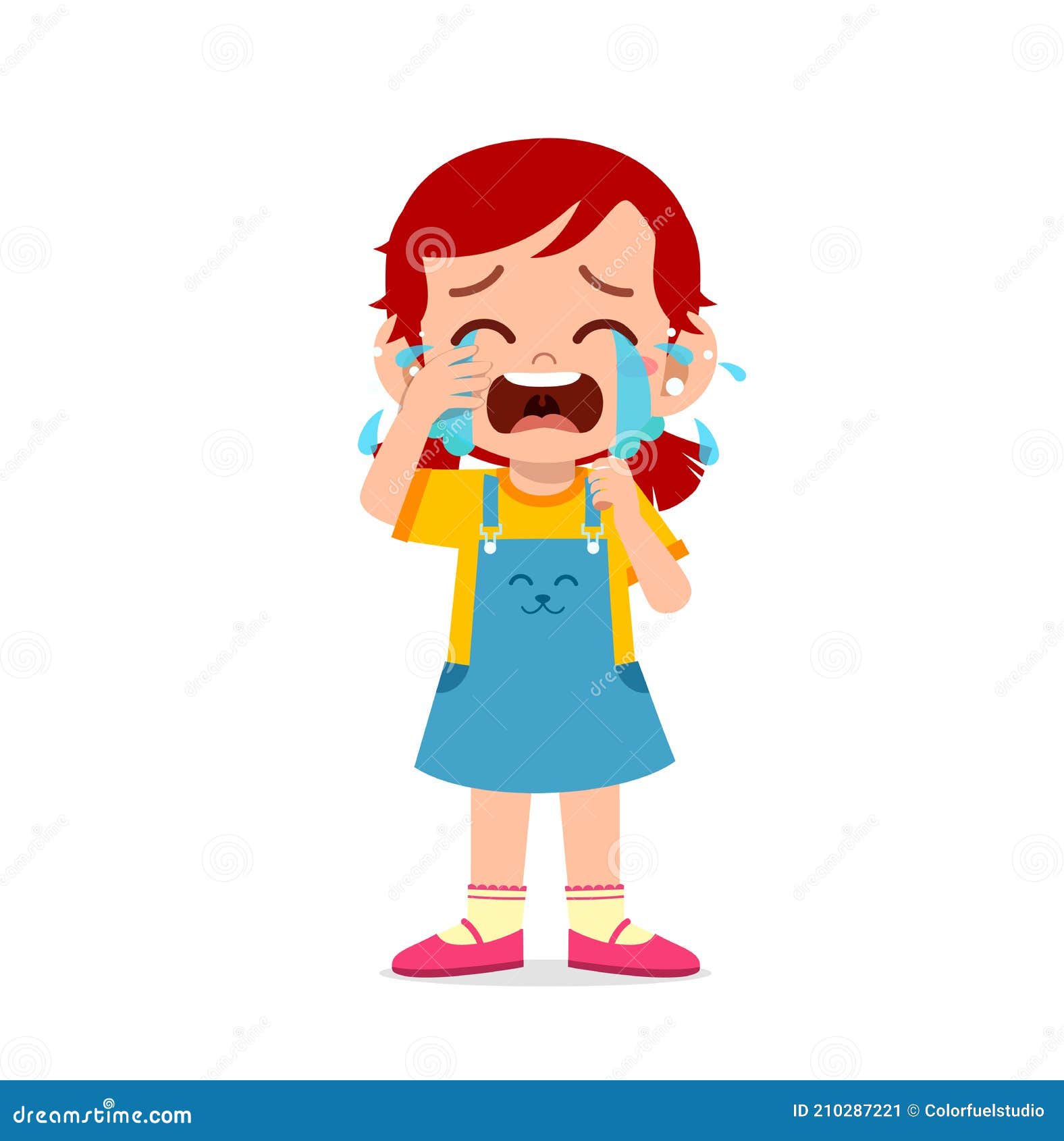 Cute Little Girl with Crying and Tantrum Expression Stock Vector ...