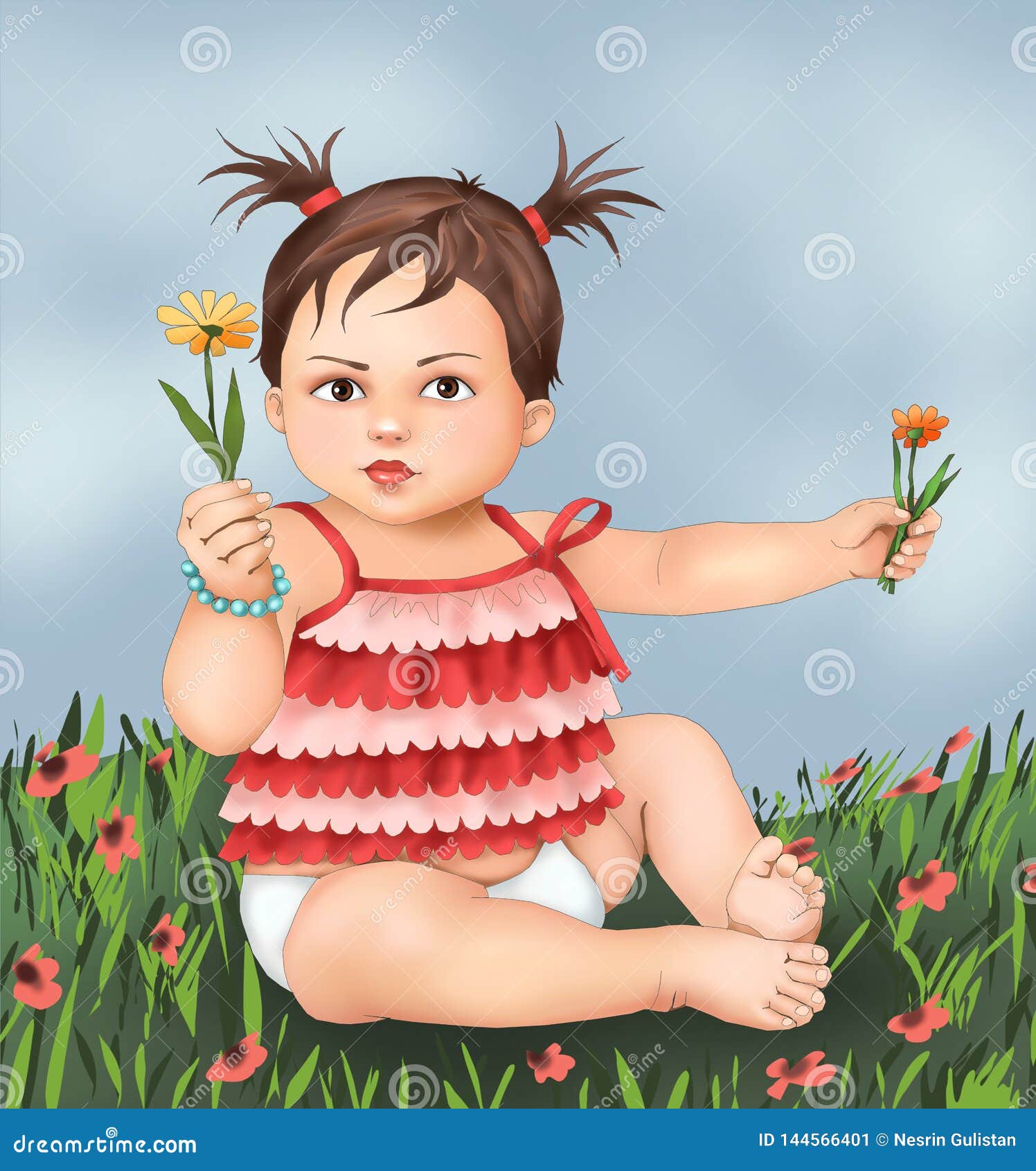 Cute Little Girl and Flowers, Little Girl Child, Boy, Greeting Card ... Cute Little Girl and Flowers, Little Girl Child, Boy, Greeting Card ...