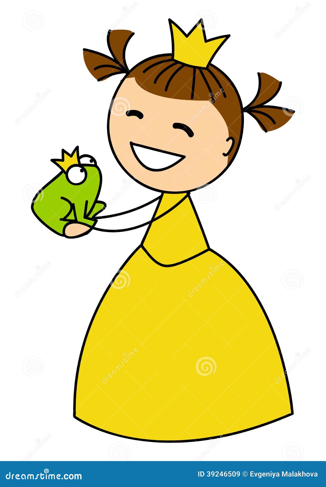 Cute Little Girl With Frog Cartoon Vector | CartoonDealer.com #39246509