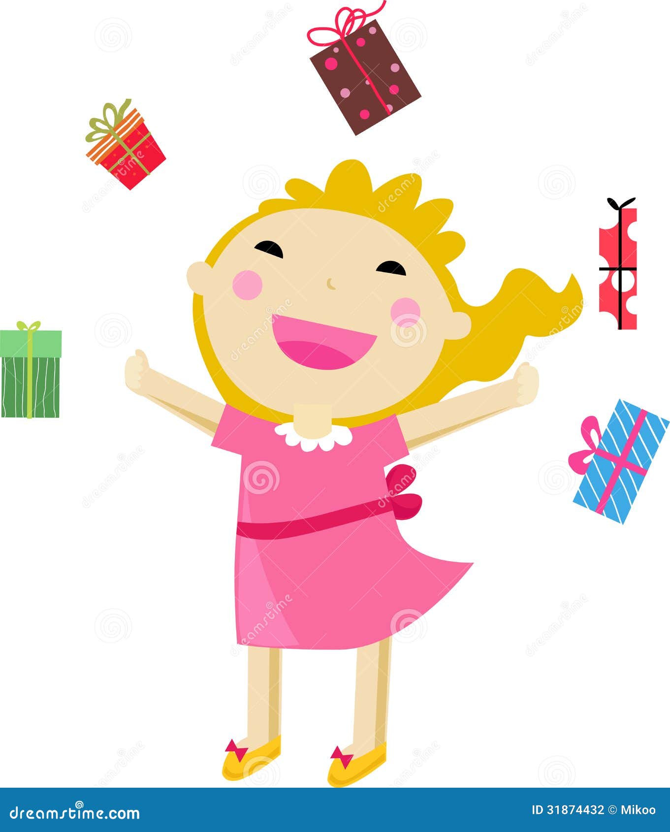 A Cute Little Girl and Gift Box Stock Vector - Illustration of surprise ...