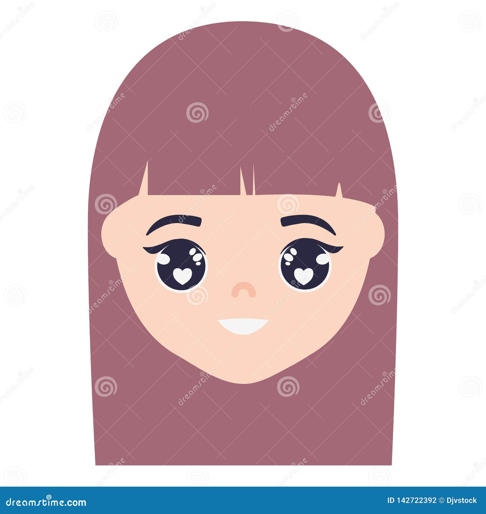 Cute and little girl head stock vector. Illustration of beautiful ...