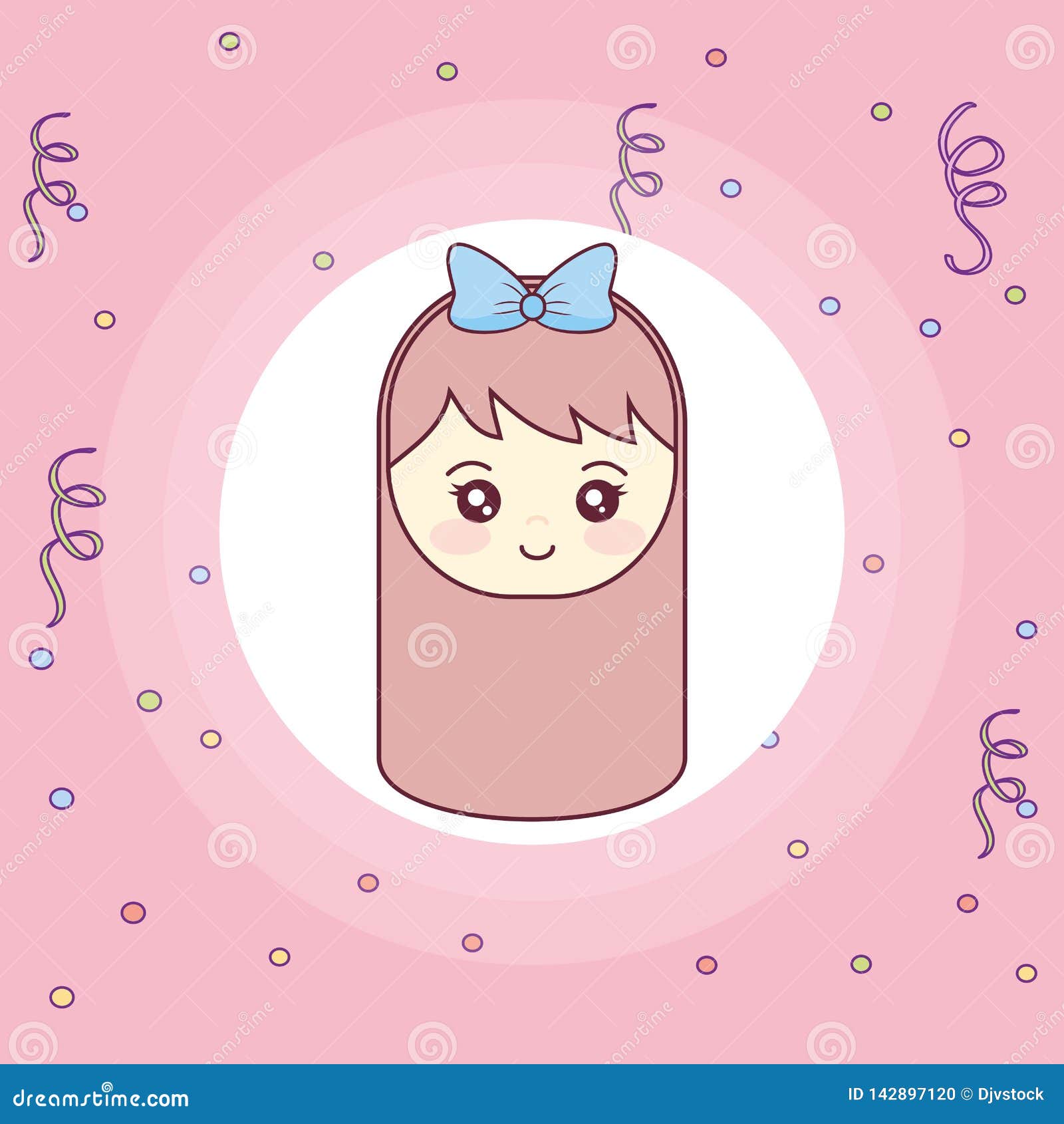 Cute and little girl head stock vector. Illustration of season - 142897120