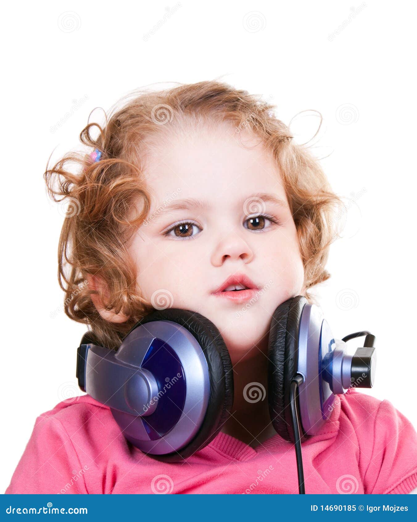 Cute Little Girl with Headset Stock Image - Image of child, future ...