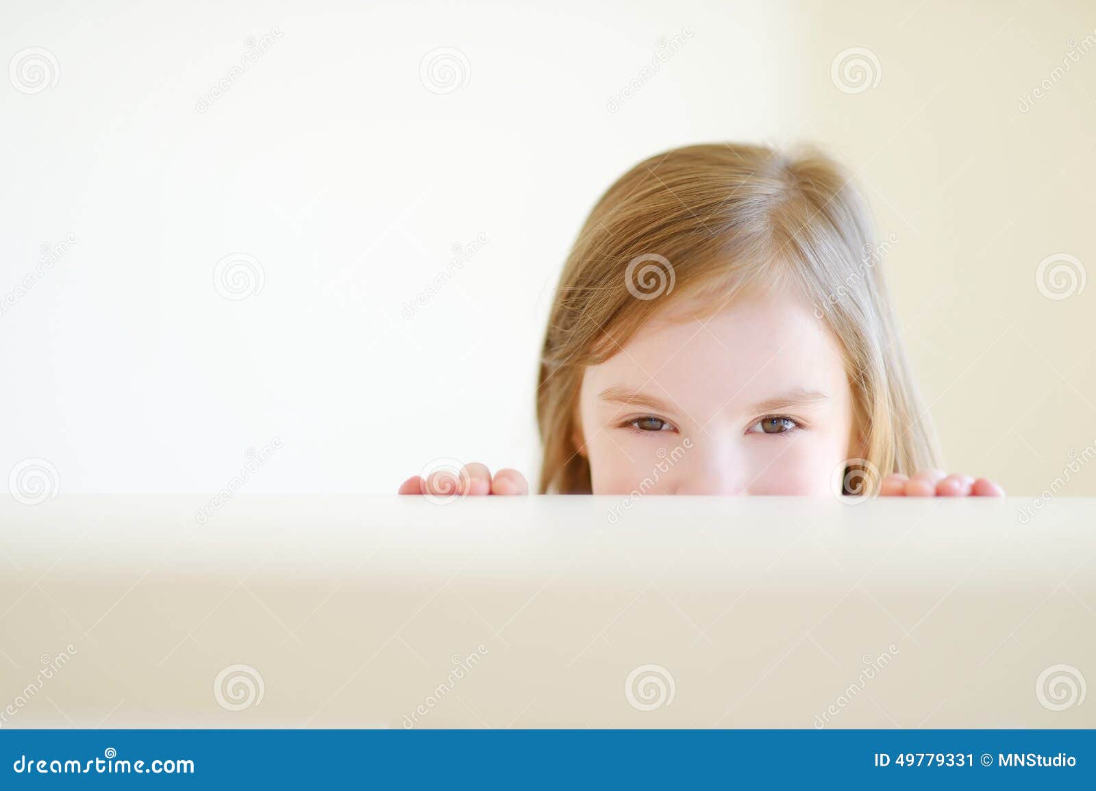 Cute Little Girl Hiding Under a Table Stock Image - Image of home ...
