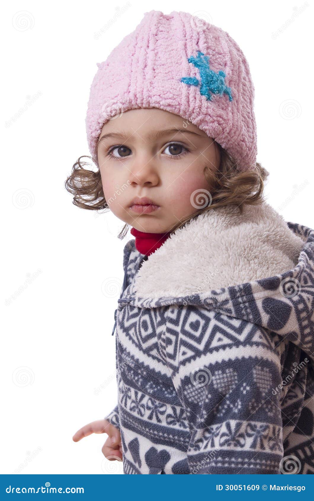 Isolated Girl. Dressed for Cold Temperatures. Stock Image - Image of ...