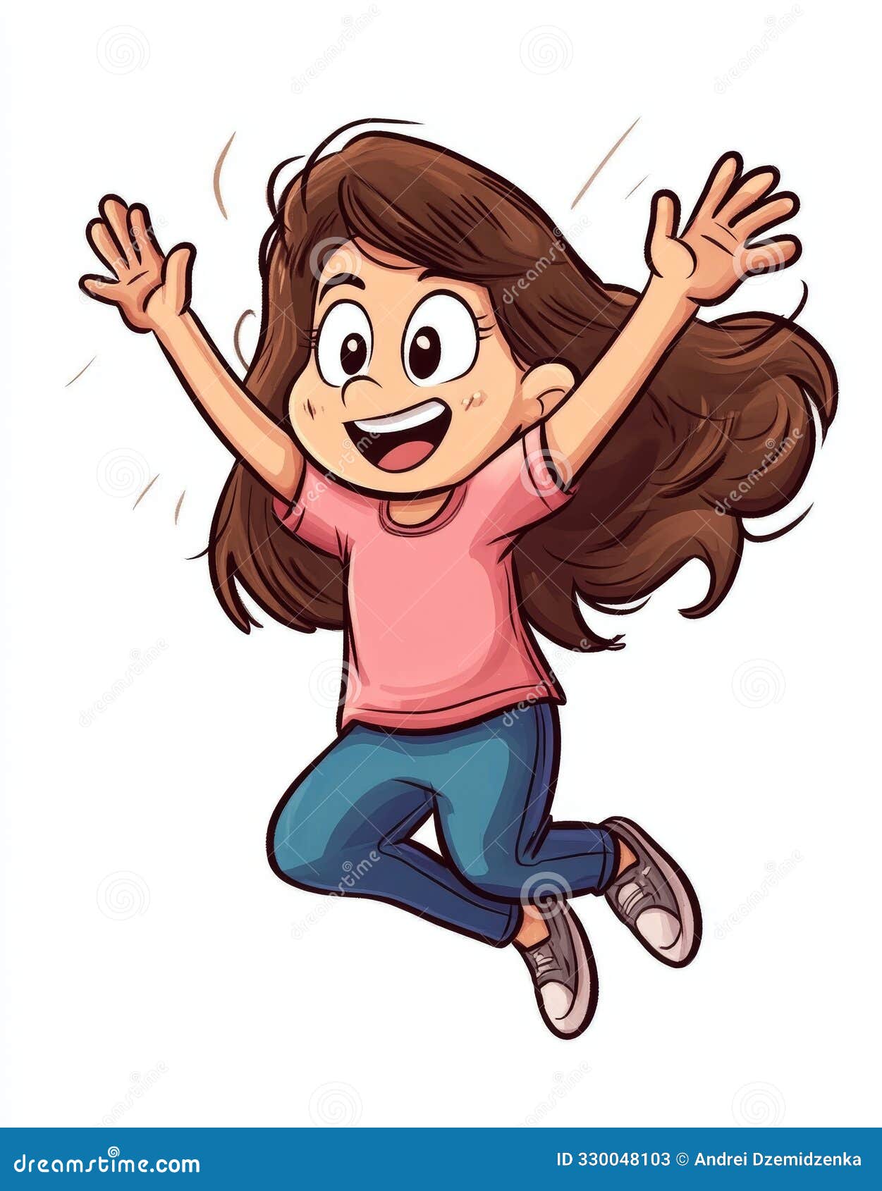 A Cute Little Girl Jumping on a White Background Stock Image - Image of ...