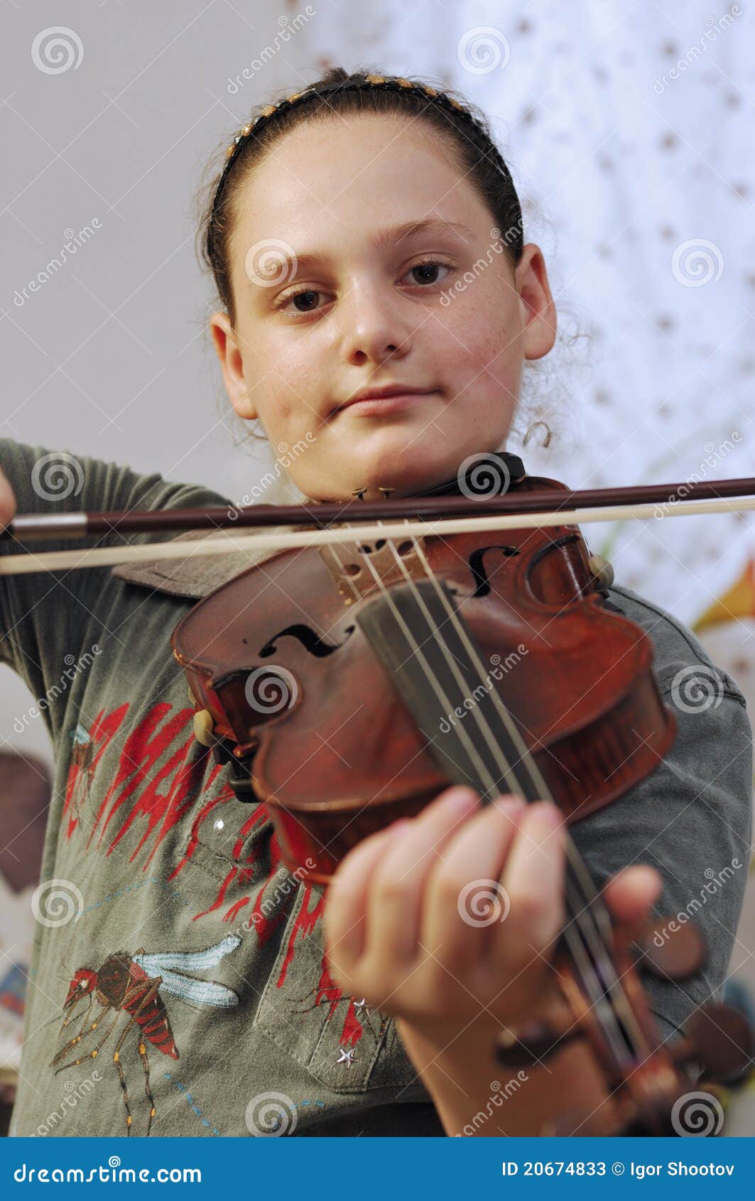 Cute Little Girl Learn Viola Lesson Stock Image - Image of lesson ...