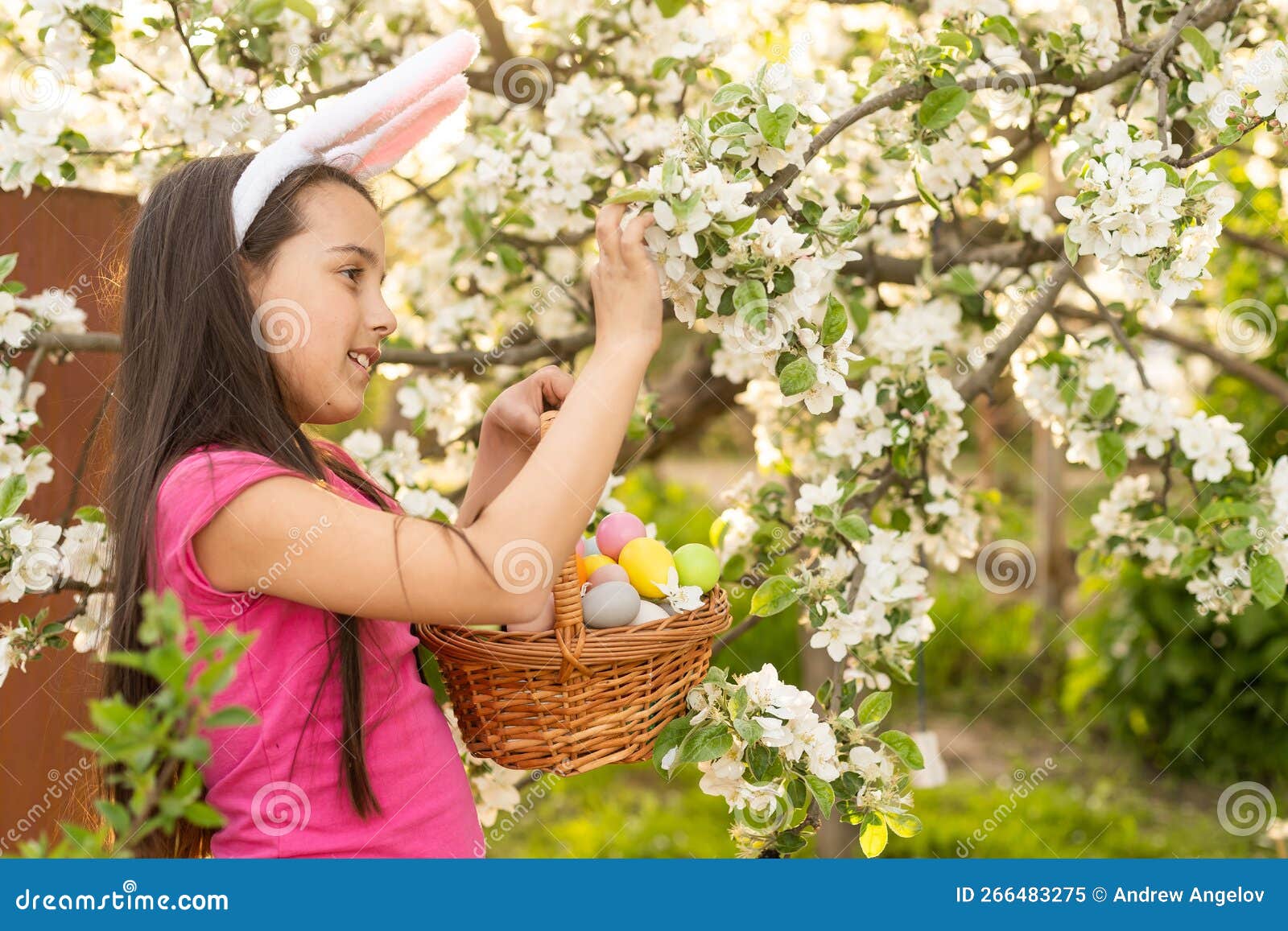 Cute Little Girl Looking for Easter Eggs. Stock Image - Image of food ...
