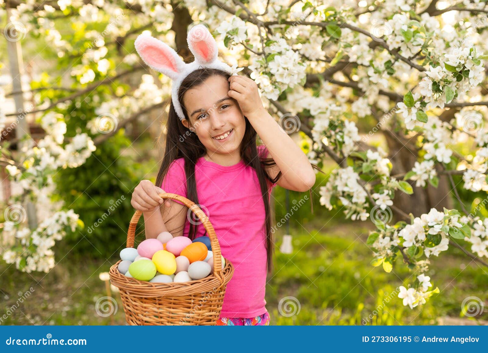 Cute Little Girl Looking for Easter Eggs. Stock Image - Image of hunt ...