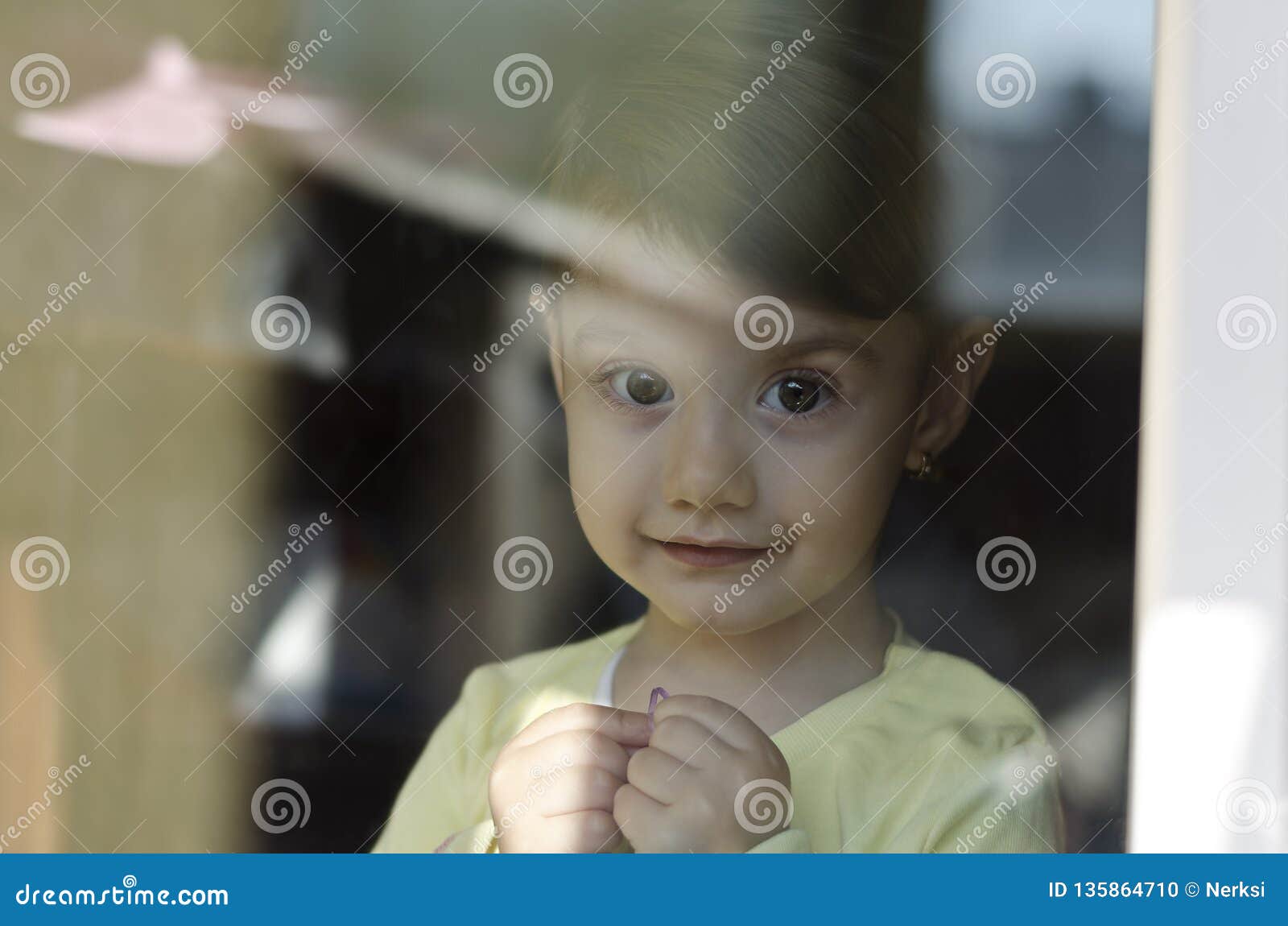 A cute little girl looking stock photo. Image of happiness - 135864710
