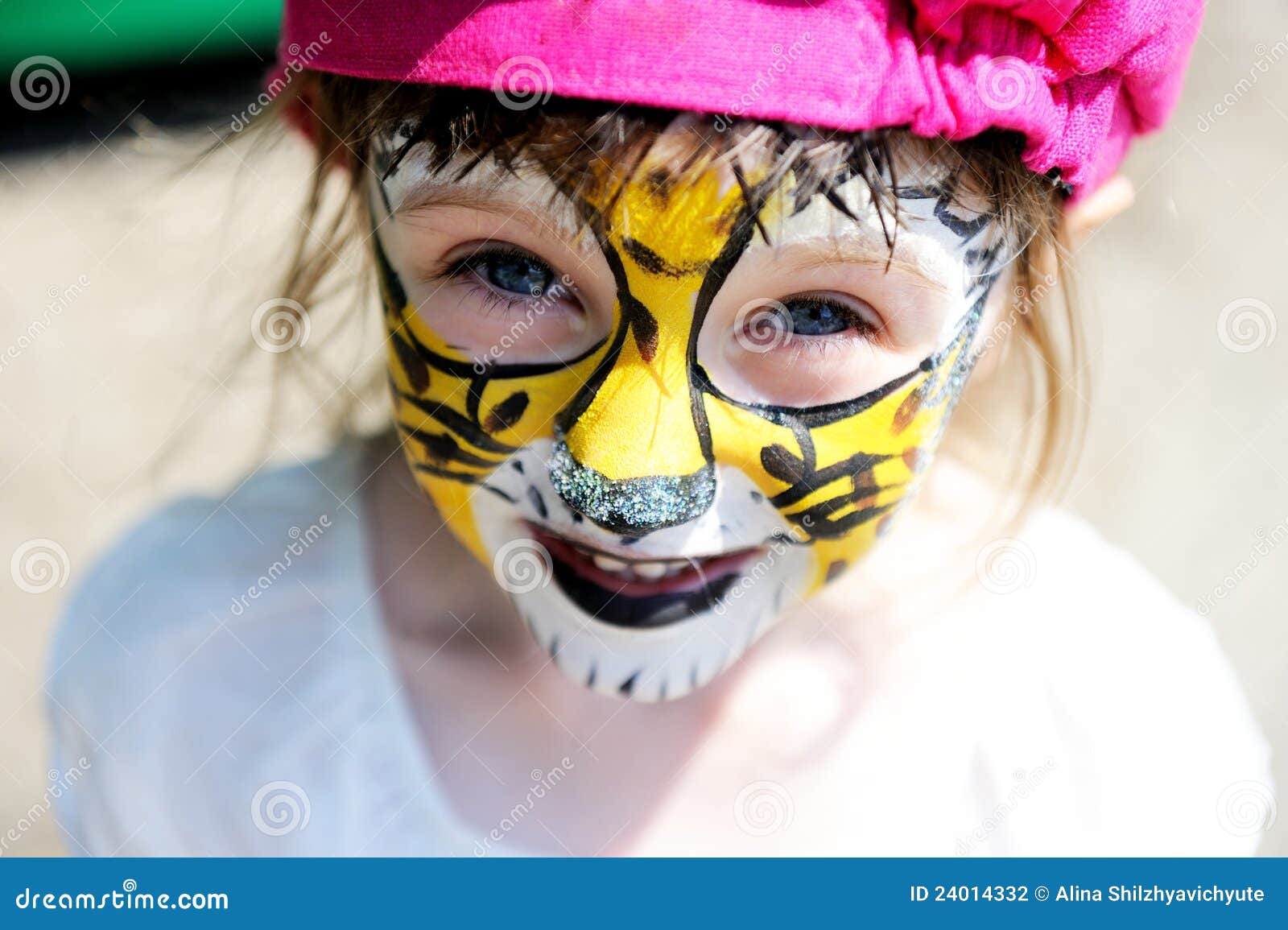 Cute Little Girl with Painted Face Stock Photo - Image of draw, girl ...