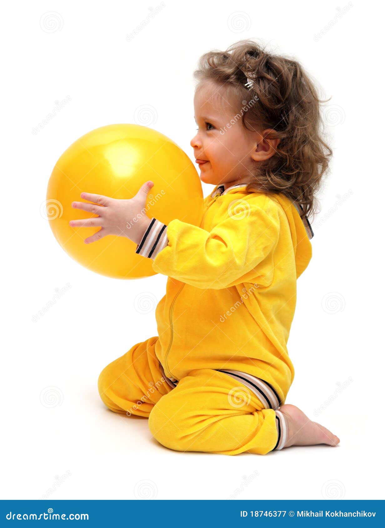 Cute Little Girl Playing with Ball Stock Image - Image of children ...