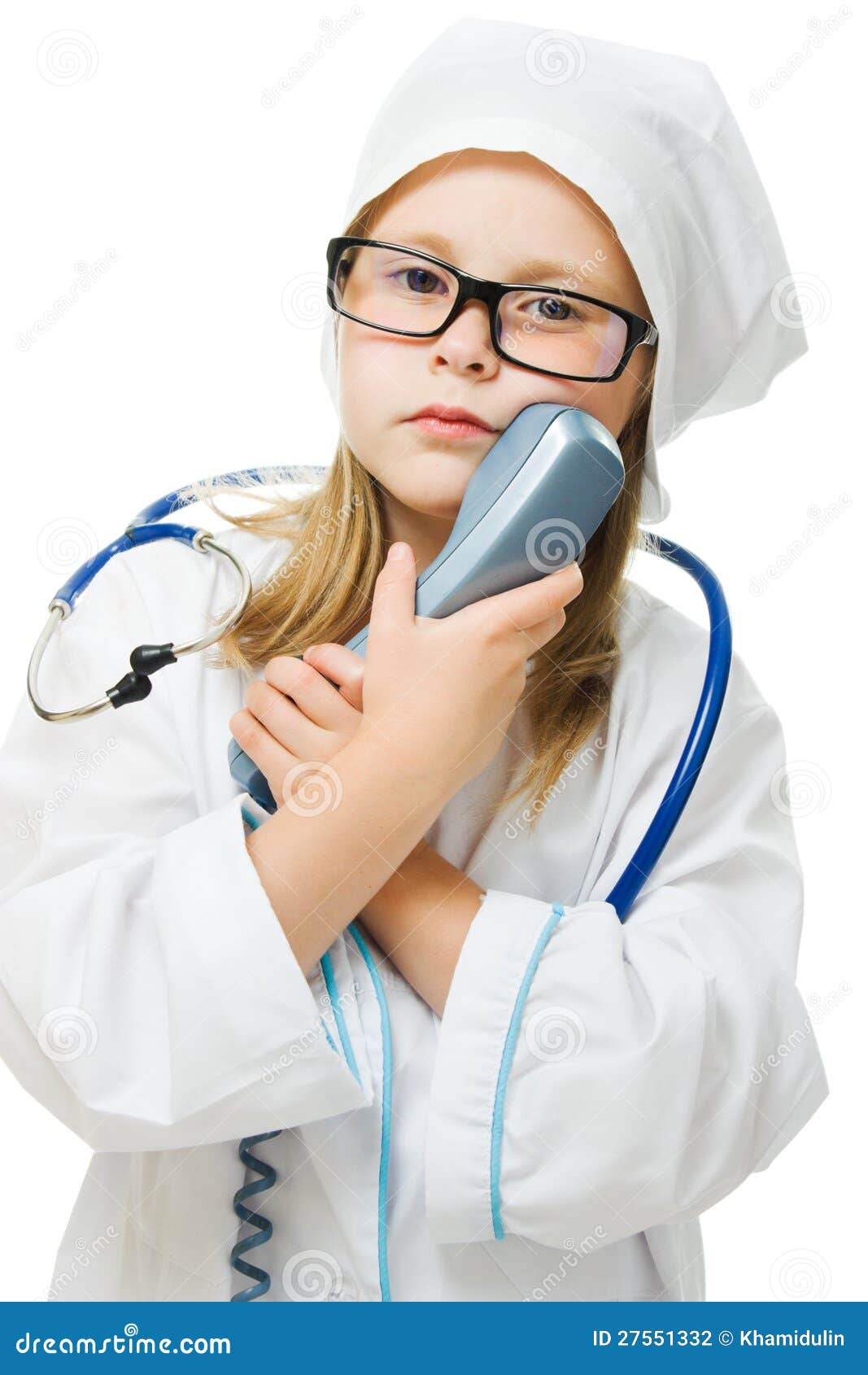 Cute Little Girl is Playing Doctor Stock Photo - Image of examination ...
