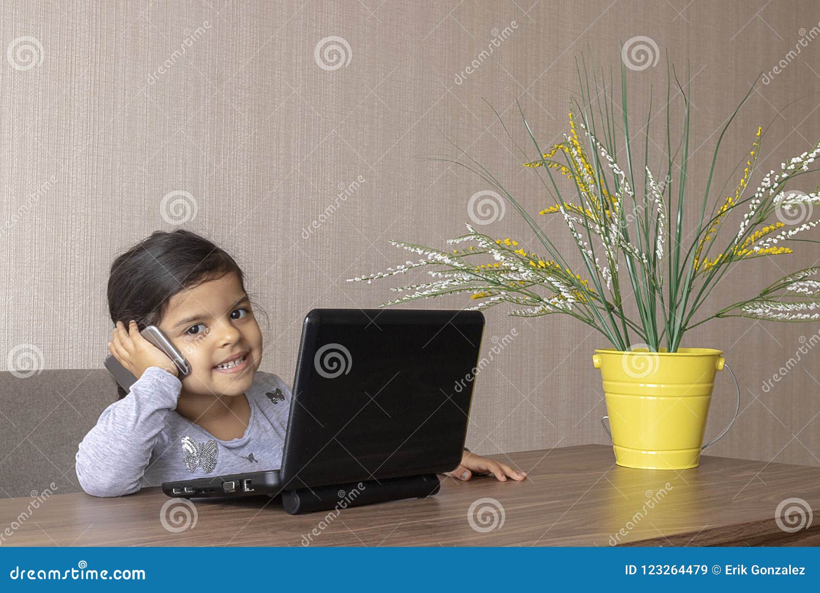 Cute Little Girl Playing at the Office Stock Image - Image of hipster ...