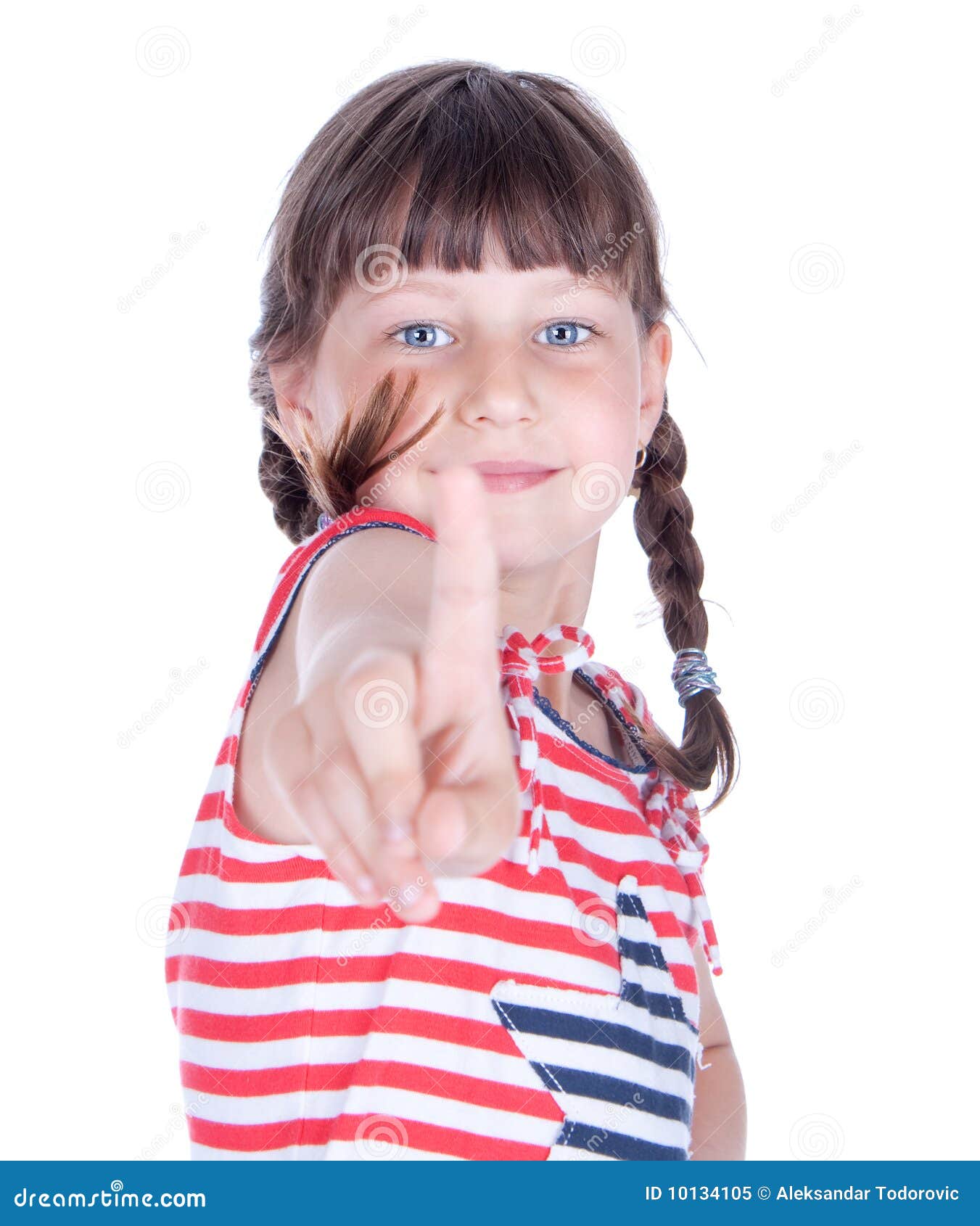 Cute Little Girl Point Her Finger at Someone Stock Image - Image of ...