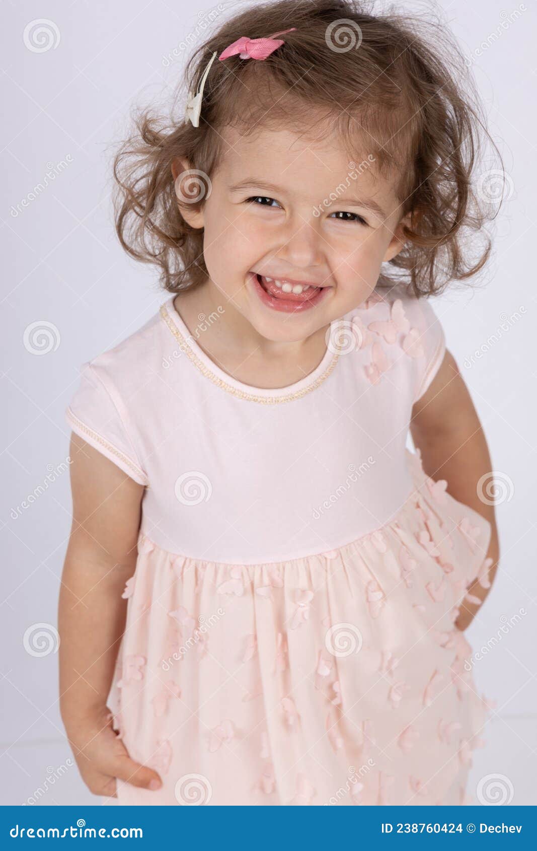Cute Little Girl Posing and Smile Stock Photo - Image of pink, cute ...